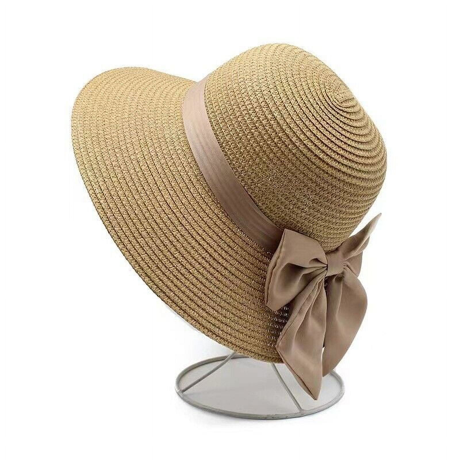 Pearls Summer Uv Beach Cap Wide Brim Sun Protection Straw Hat Folable