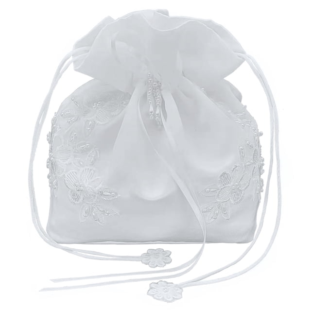 Pearly Lace Satin Wedding Money Bag, Wedding Dance Bag, Bridal Purse ...