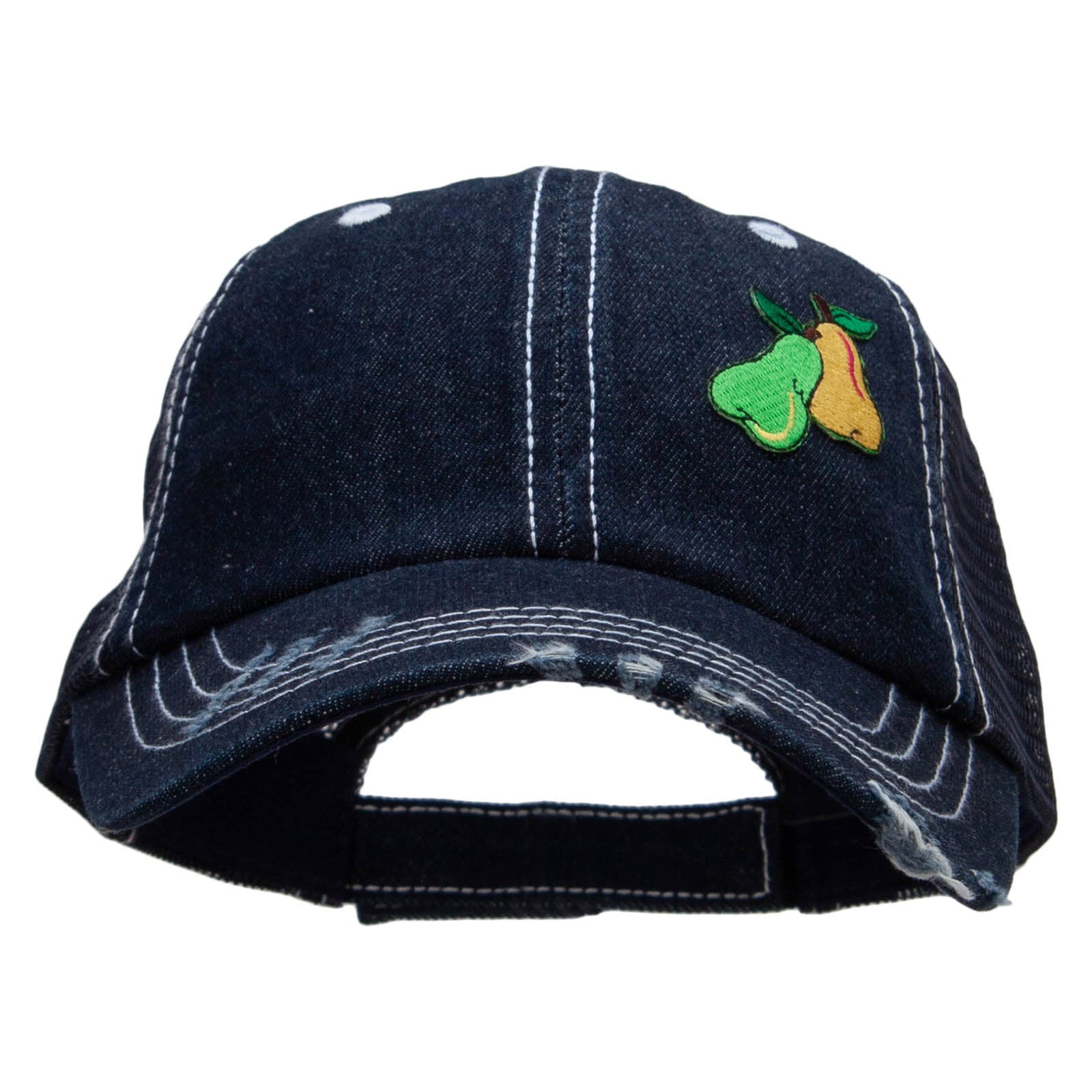 Pears Fruit Patched 6 Panel Denim Frayed Mesh Cap - Denim Navy OSFM ...