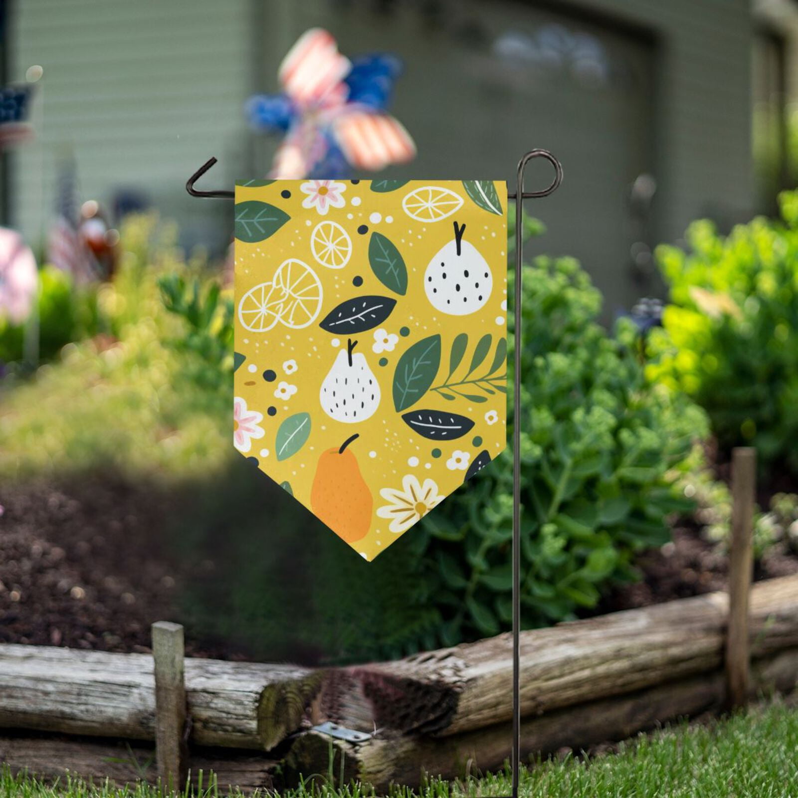 Pears Leaves Flowers Garden Flag 18" x 12.5" Double Sided Yard Lawn ...