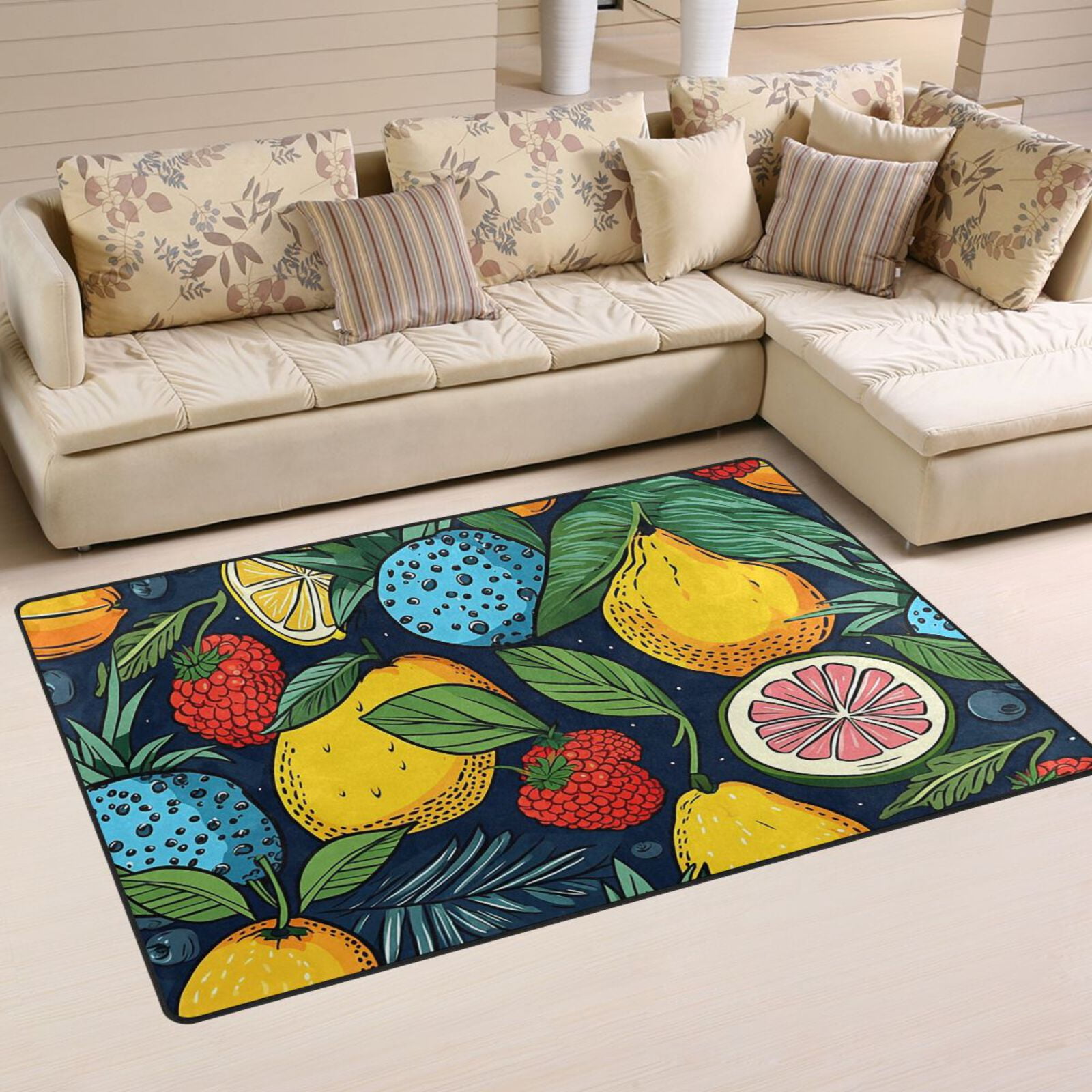 Pears Raspberries Blueberries Area Rug Washable Floor Carpet Mat 60 x ...