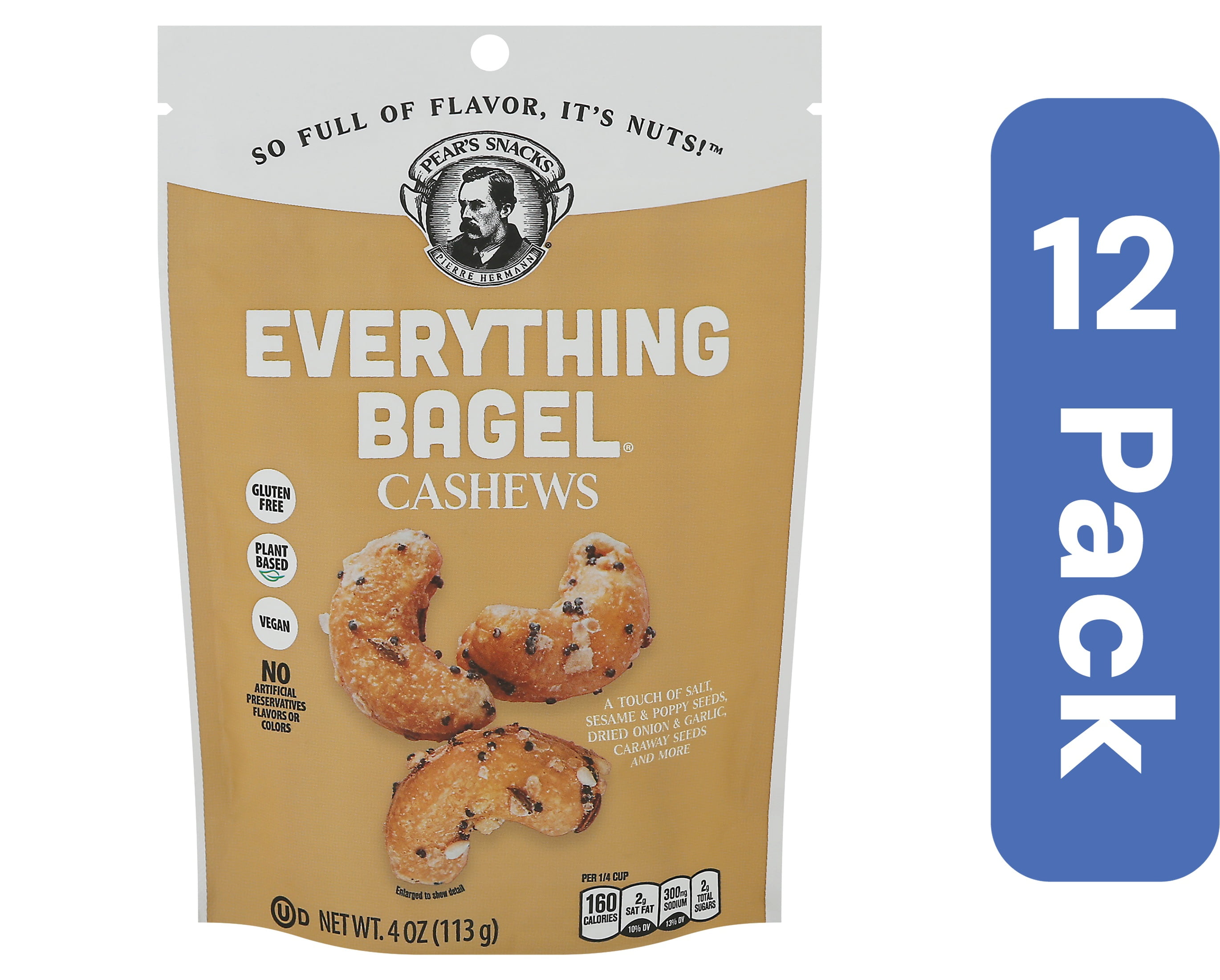 Pears Snacks Everything Bagel Cashews 4 oz (Pack Of 12) - Walmart.com