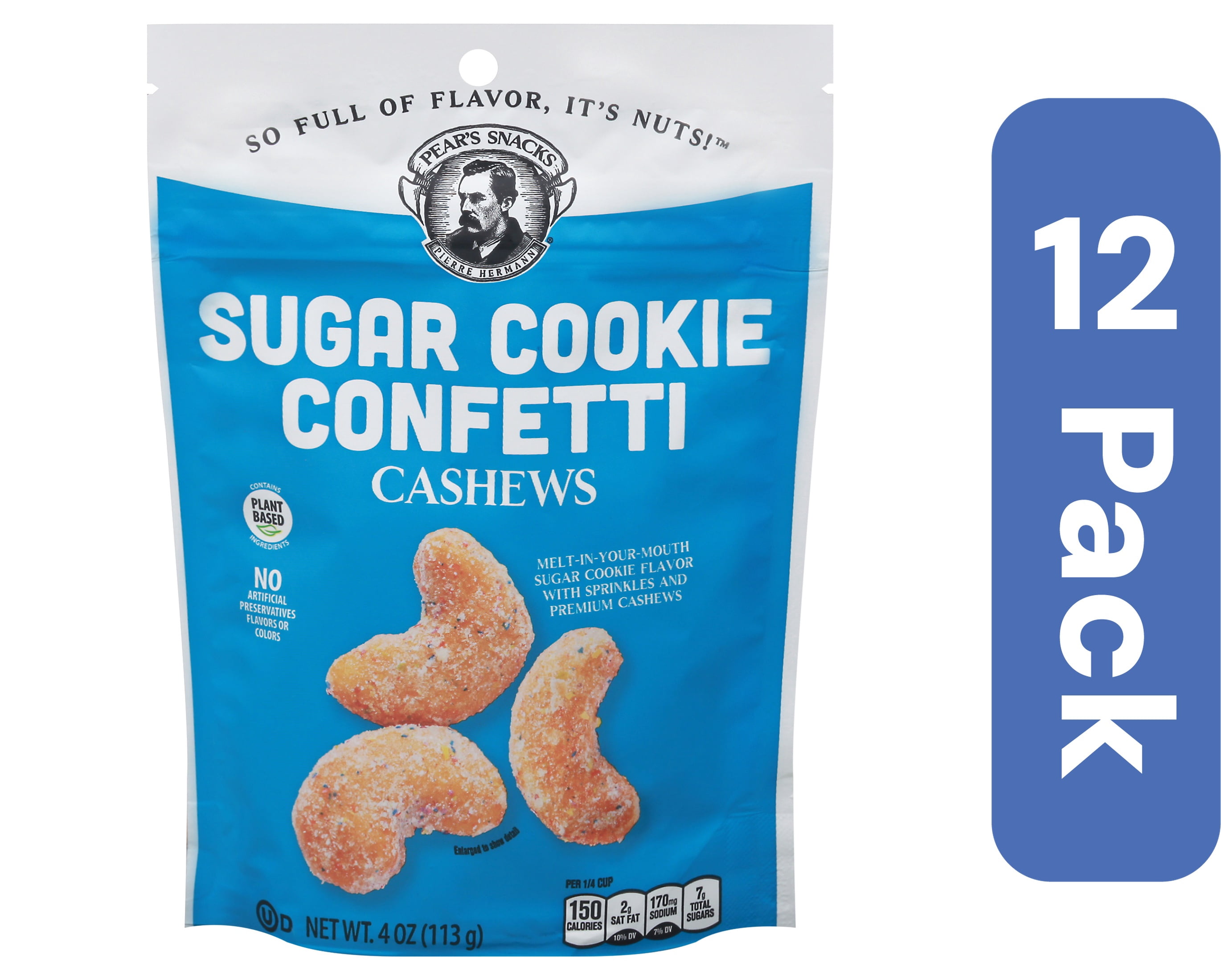 Pears Snacks Sugar Cookie Confetti Cashews 4 oz (Pack Of 12) - Walmart.com