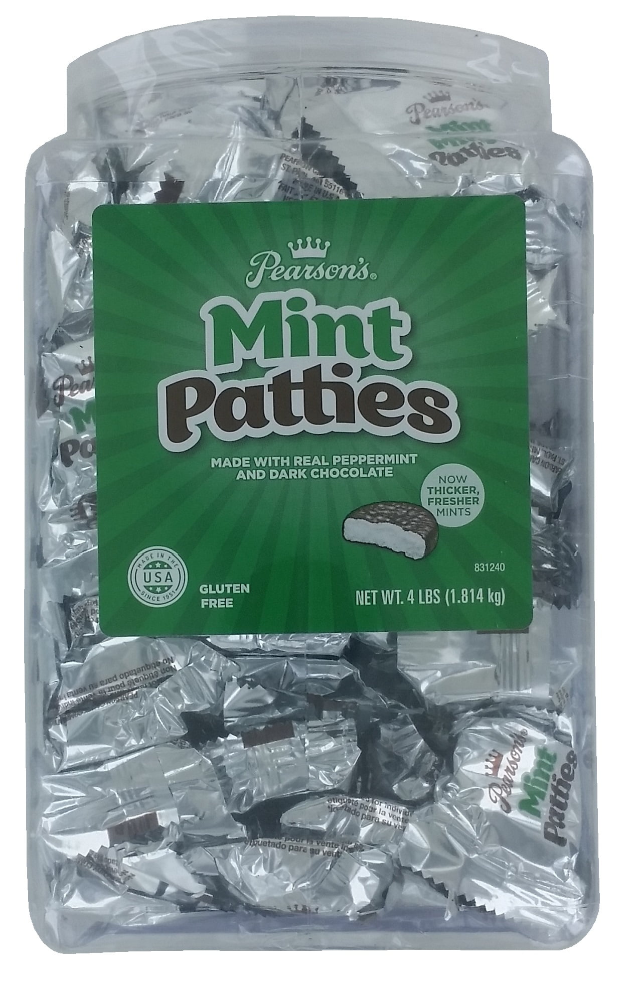 Pearson's Gluten-Free Mint Patties Candy Tub, Individually Wrapped ...