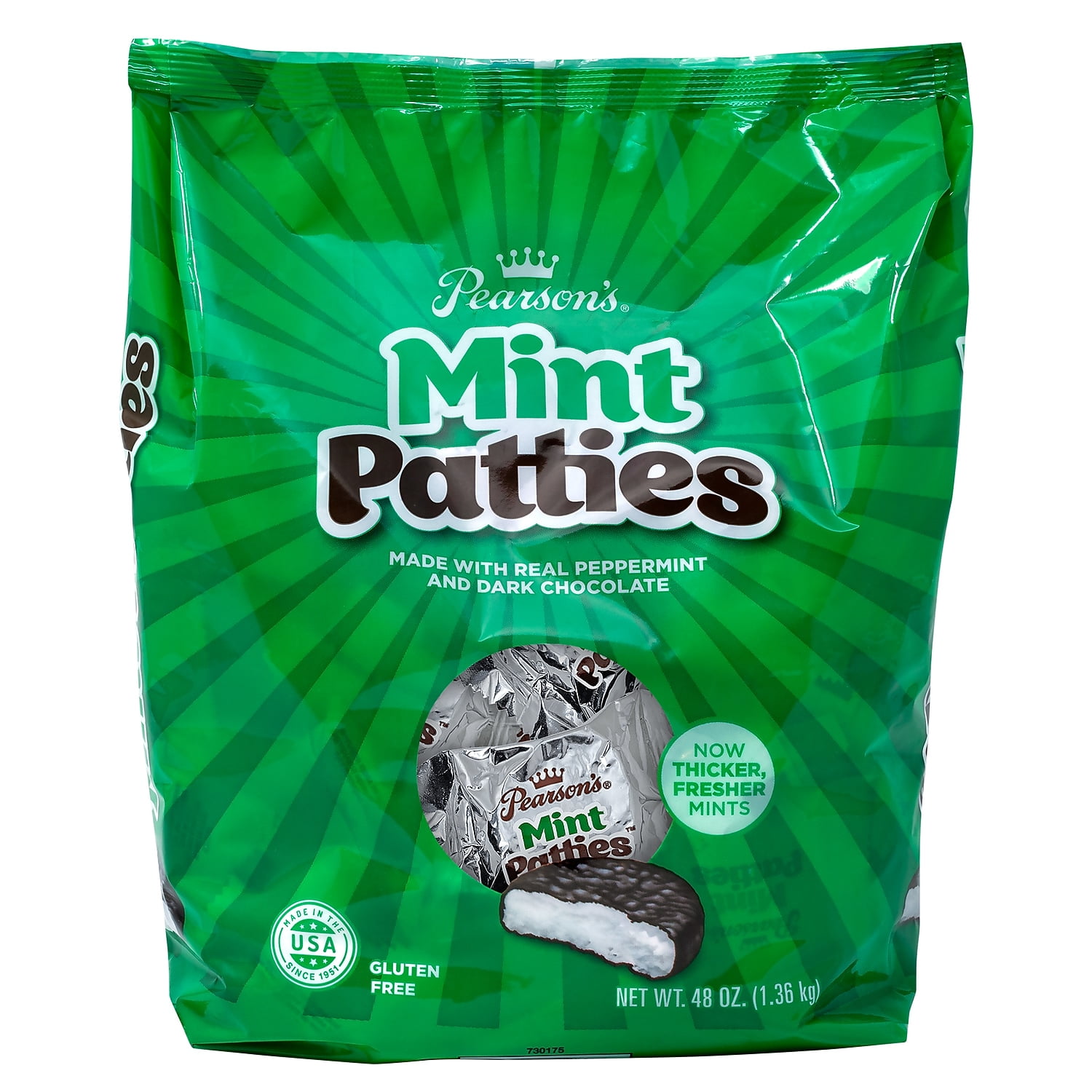 Pearson's Dark Chocolate Mint Patties Candy Bar, Peppermint Flavor, 48 ...