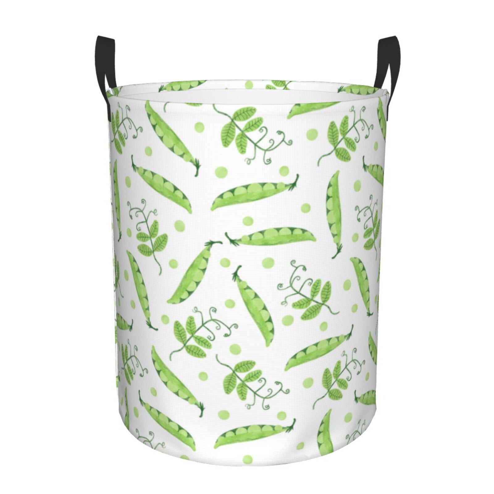 Peas Pattern green Laundry Basket with Handles - Freestanding Laundry ...