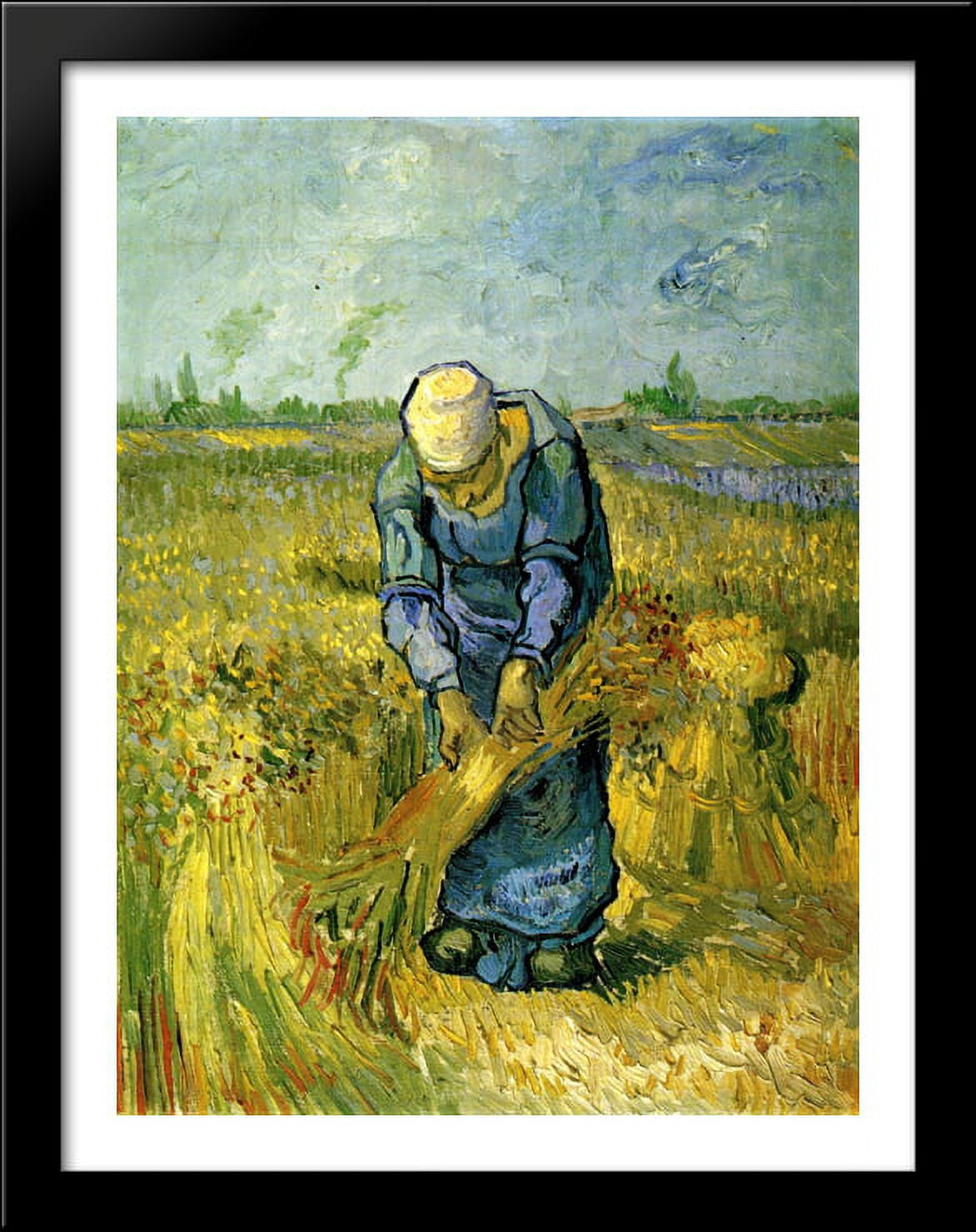 Peasant Woman Binding Sheaves after Millet 28x36 Large Black Wood ...