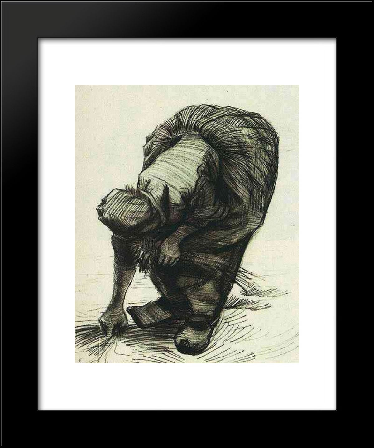 Peasant Woman Stooping and Gleaning 20x24 Framed Art Print by Vincent ...