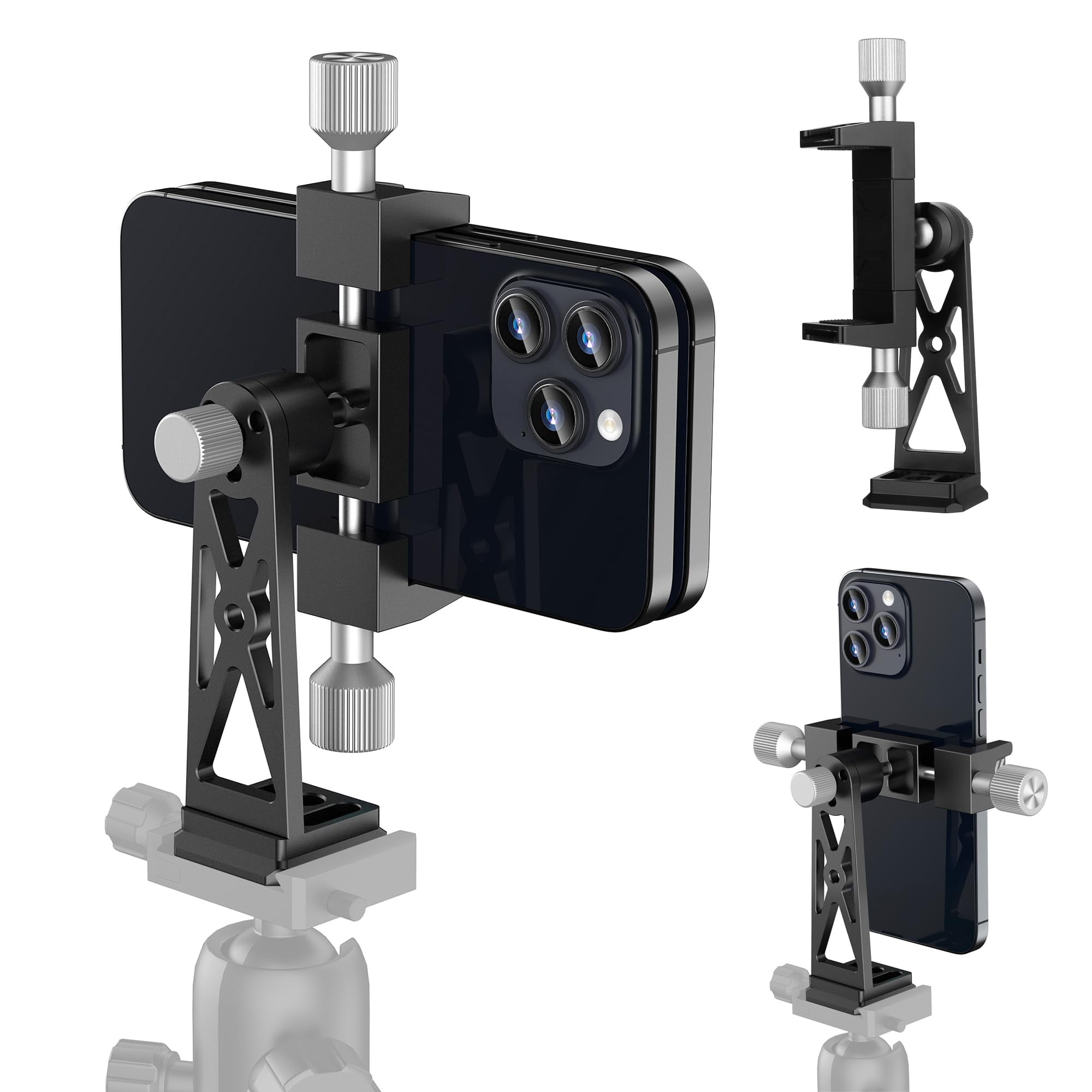 Peastrex Metal Phone Tripod Mount Extra Deep Clamp with Arca Port Cold ...