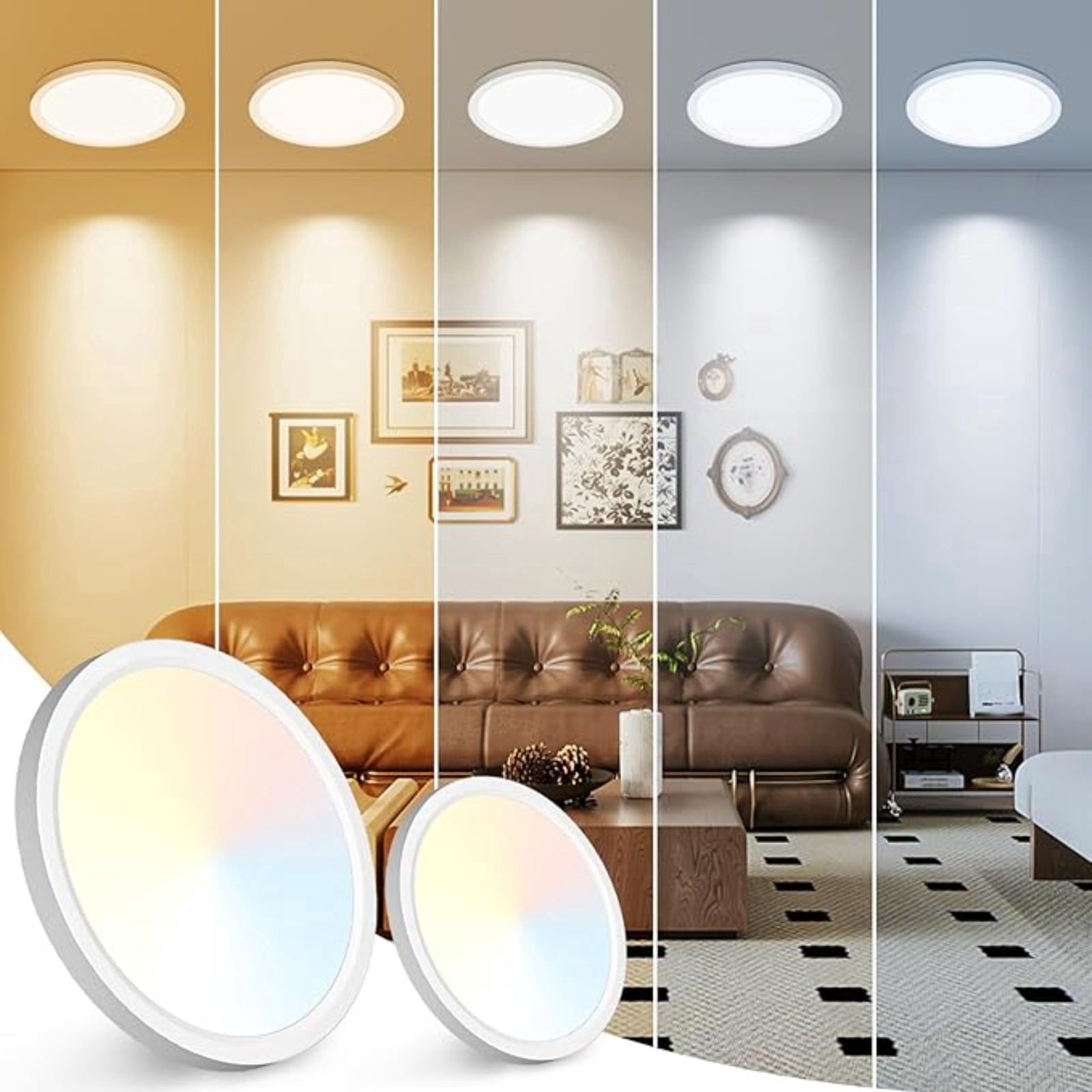 Peasur LED Ceiling Light, 7/12 Inch Thin Flush Mount with Adjustable ...