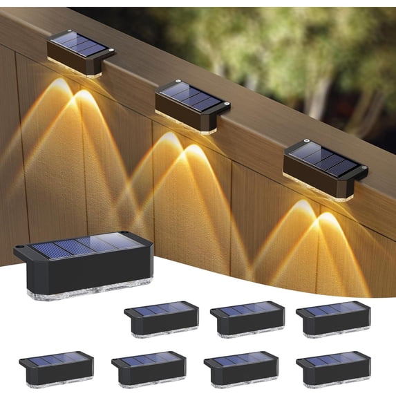 Peasur Solar Fence Lights, Outdoor Deck & Railing Lights, Waterproof ...