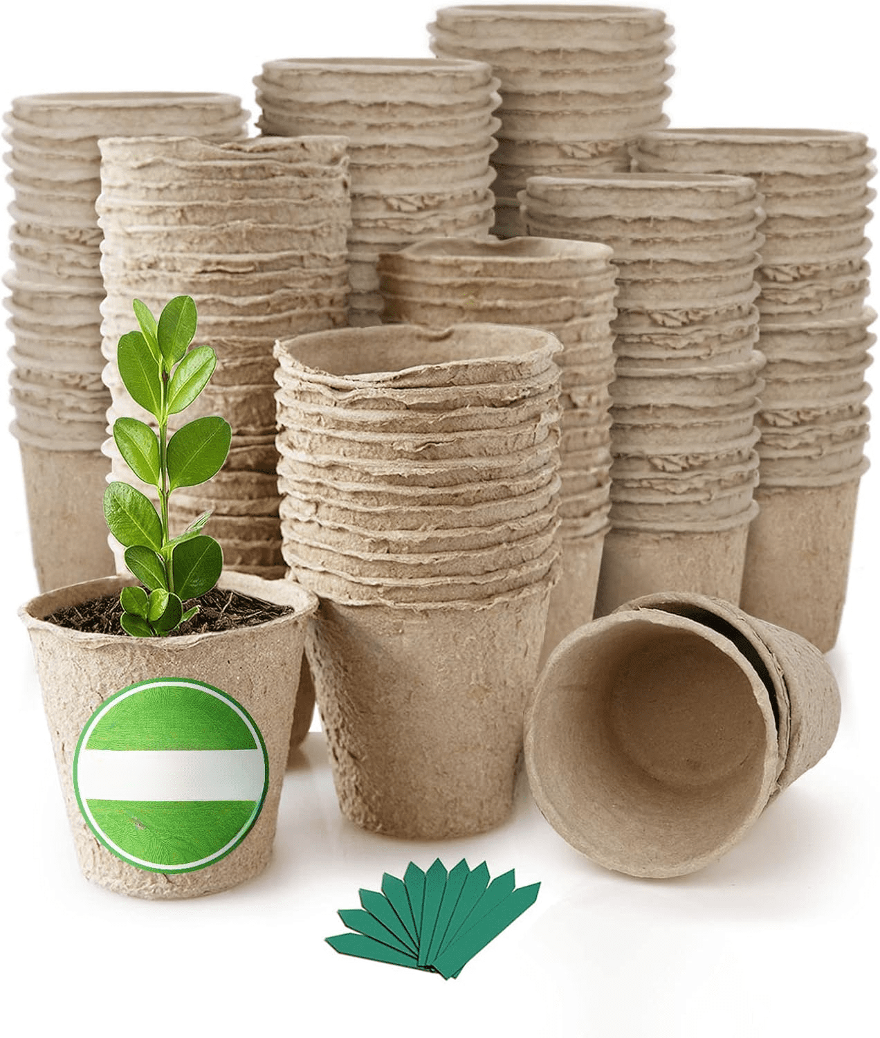 Peat Pots Plant Starters for Seedling with 15 Pcs Plant Labels ...