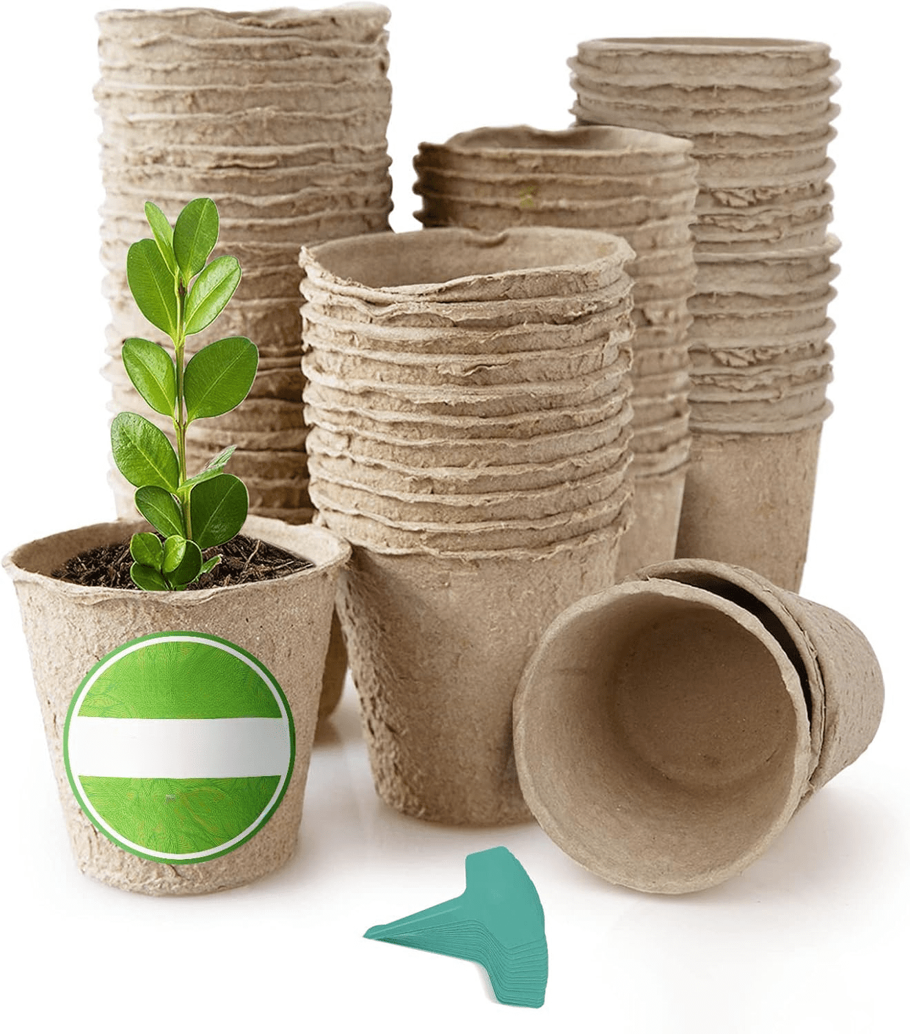 Peat Pots Plant Starters for Seedling with 15 Pcs Plant Labels ...