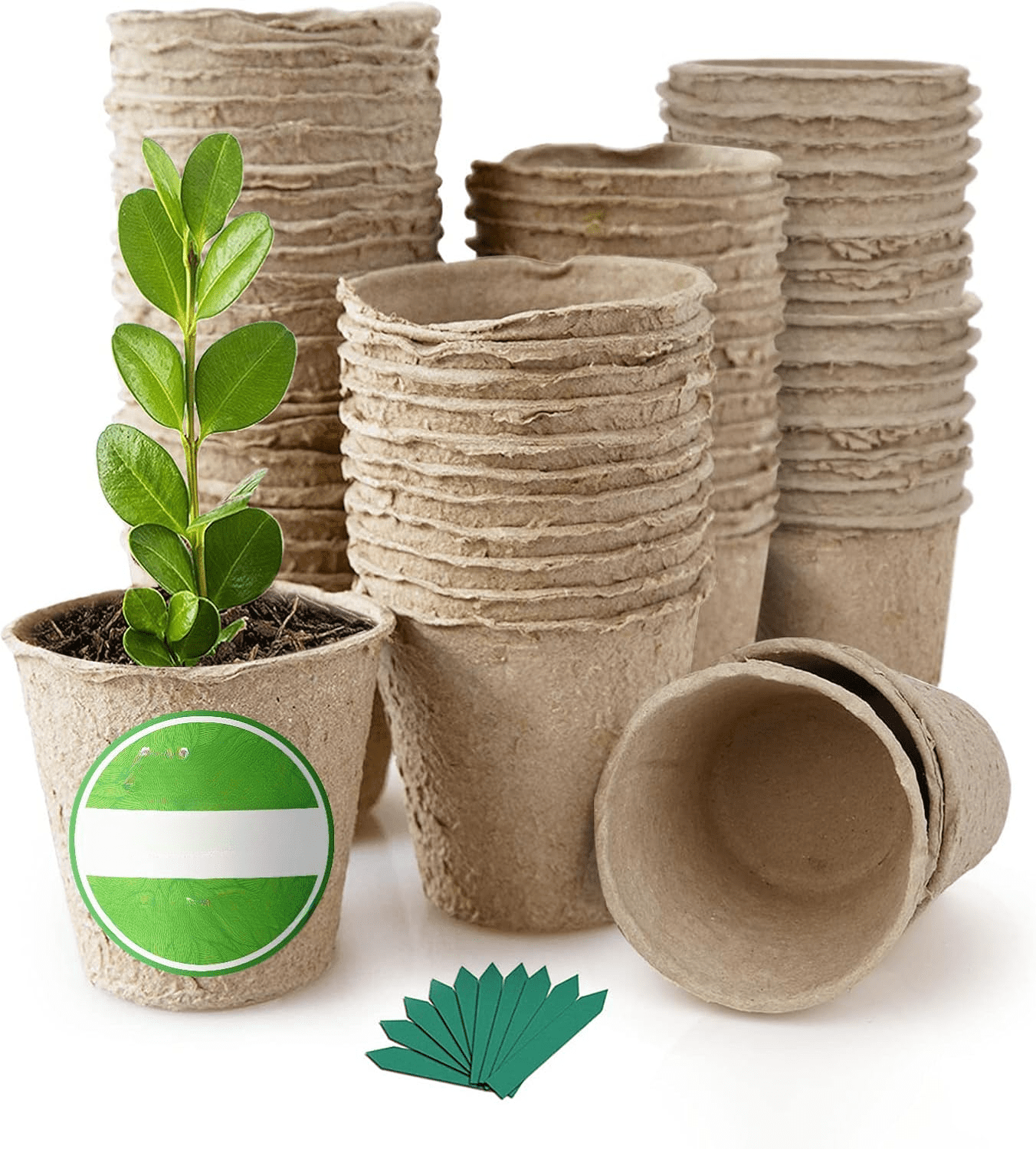 Peat Pots Plant Starters for Seedling with 15 Pcs Plant Labels ...