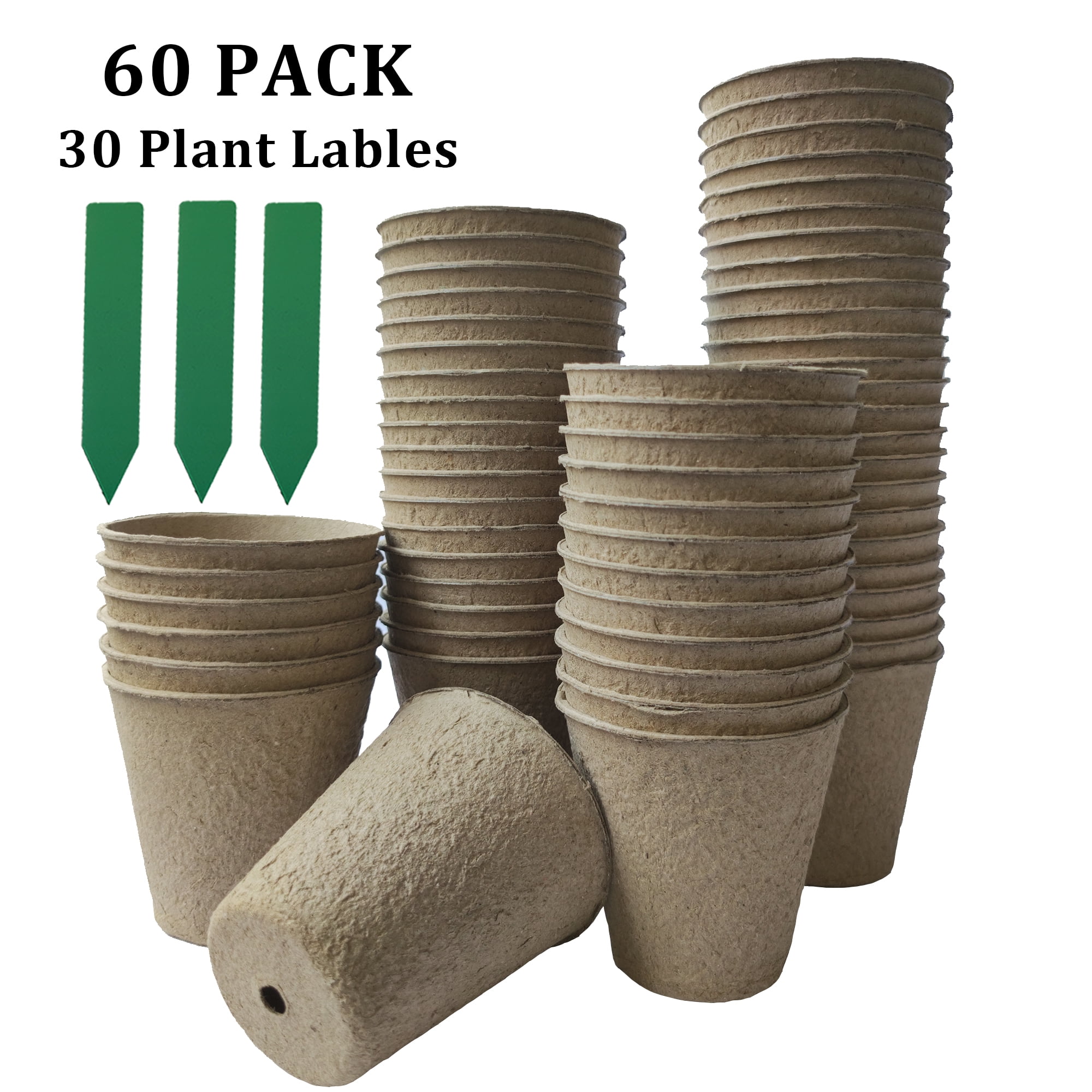 60 Pack Biodegradable Peat Pots for Seedlings, 3 inch Plant Seed ...