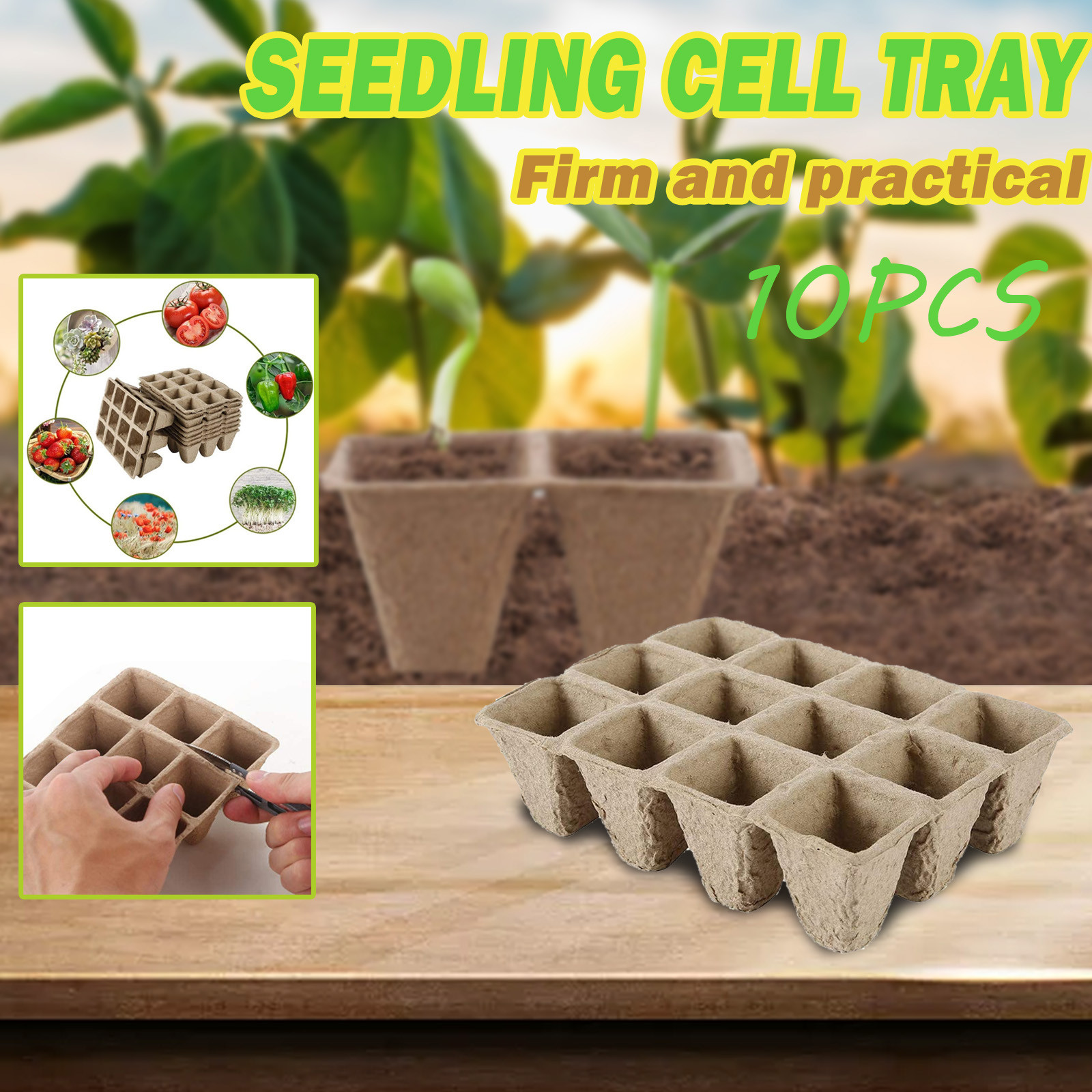 Peat Seed Tray Plant Pots Tray for Seedlings Paper Pulp Germination (12 ...