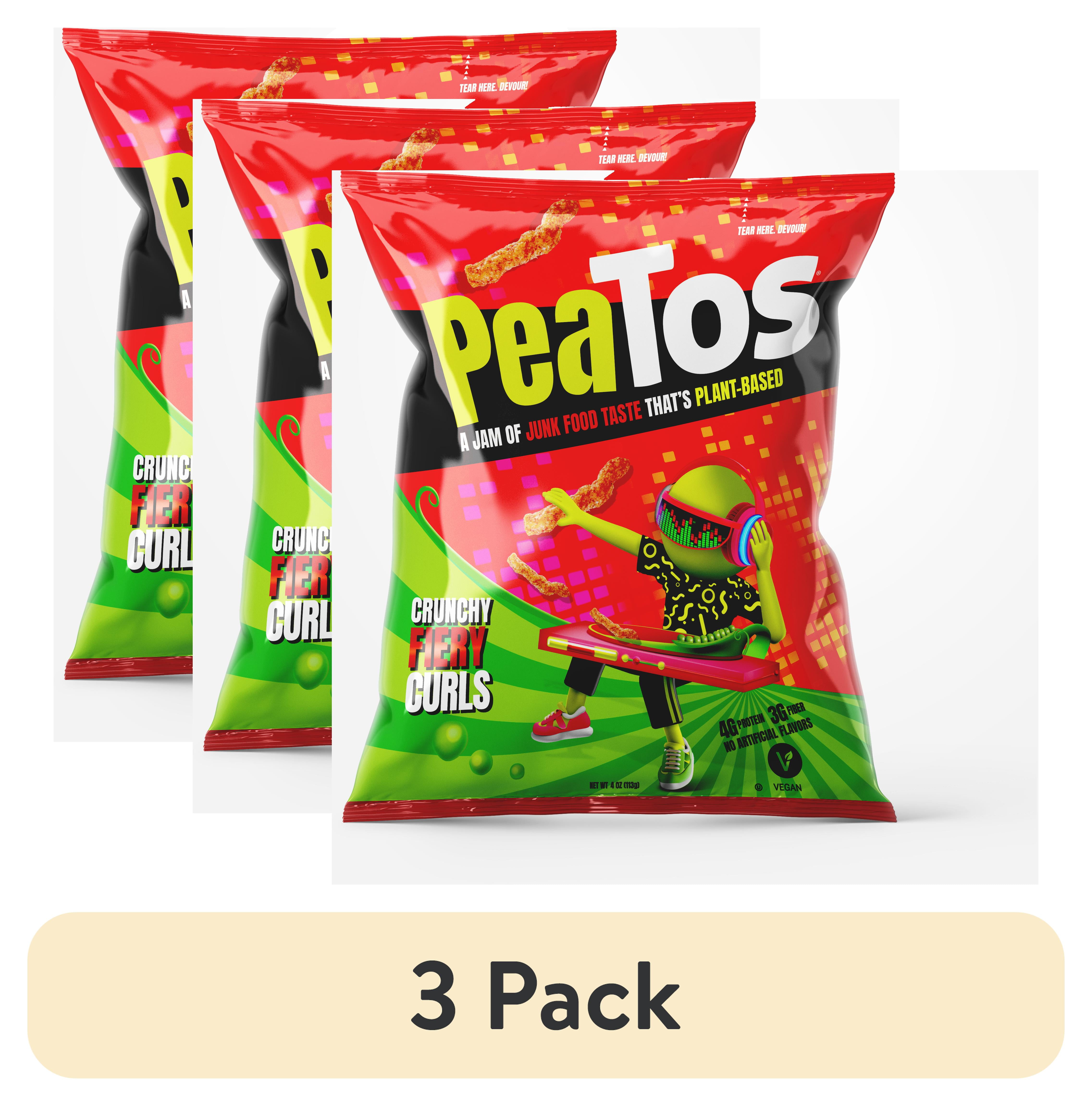 (3 pack) Peatos Fiery Hot Crunchy Curls Snack, 4 Ounces - Walmart.com
