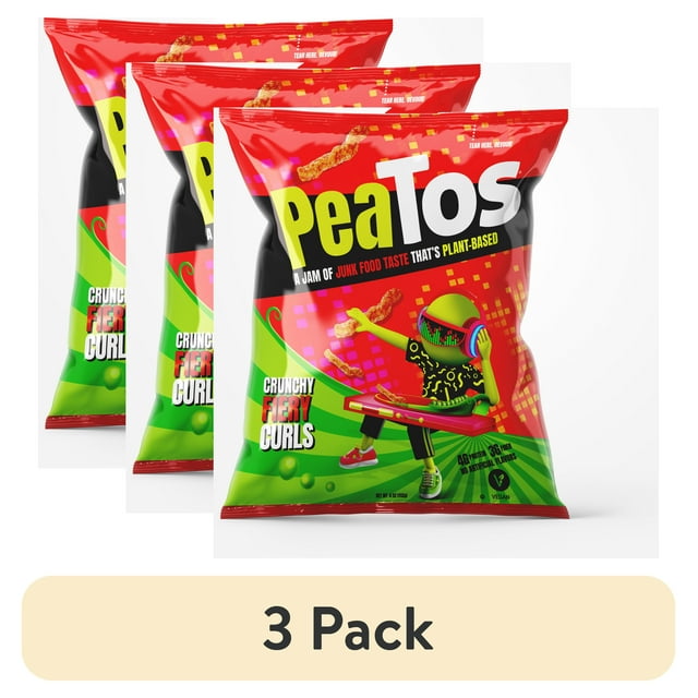(3 pack) Peatos Fiery Hot Crunchy Curls Snack, 4 Ounces - Walmart.com