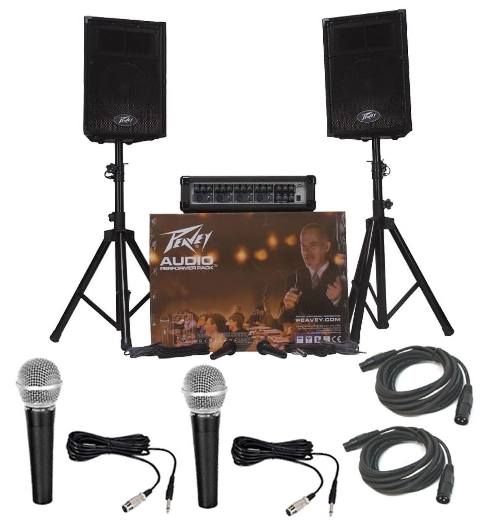 Peavey Audio Performer Pack Pro Audio DJ Speaker Mixer System W/ Mics ...