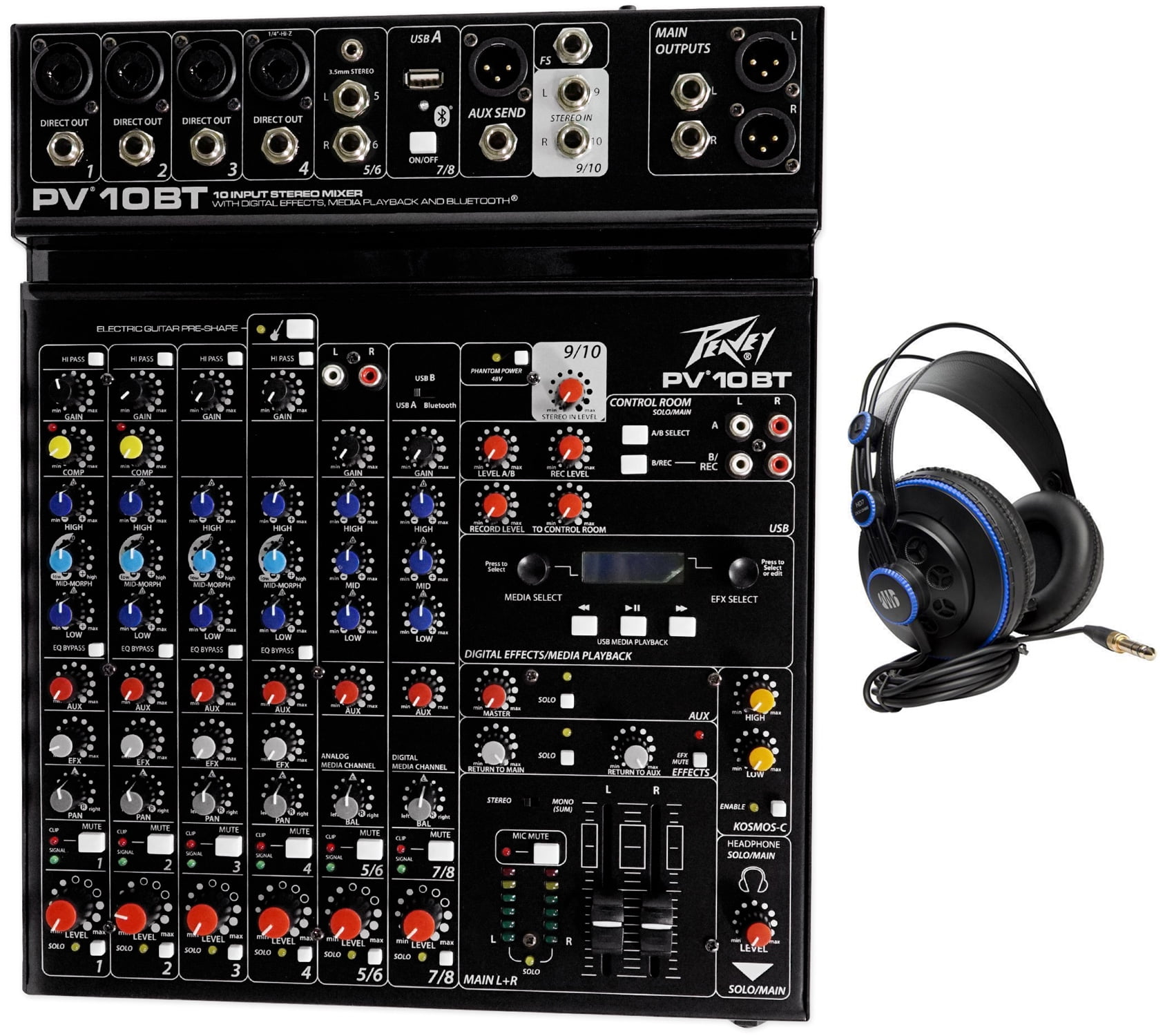 Peavey Commercial Audio PVY-PV-10BT 10 Channel Pro Audio Mixer with ...