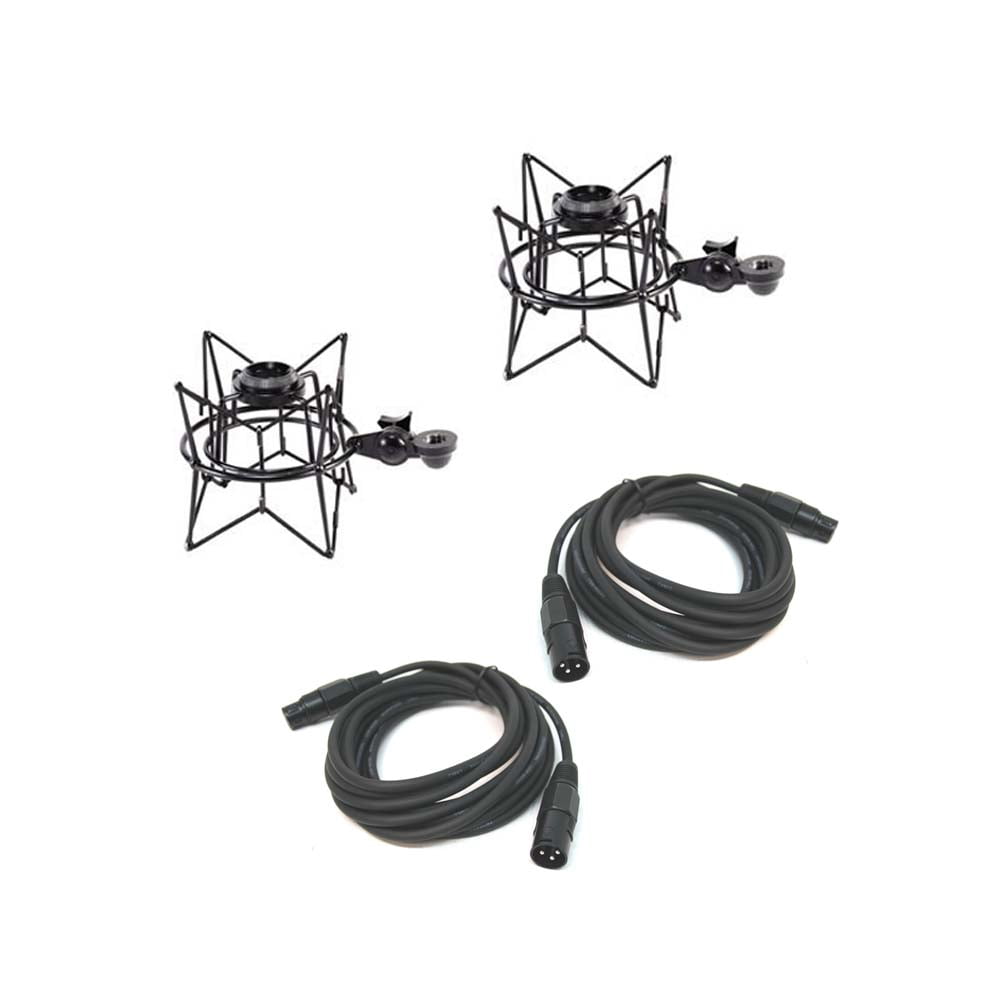 Peavey Dual Studio Pro Microphone Shock Mount with (2) 15-Foot XLR Mic ...