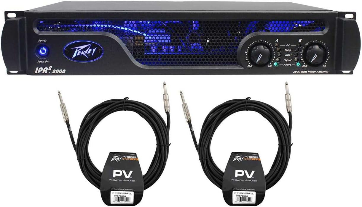 Peavey IPR 2 2000 2-Channel Lightweight 2000W Power Amplifier + 2 PV25 ...
