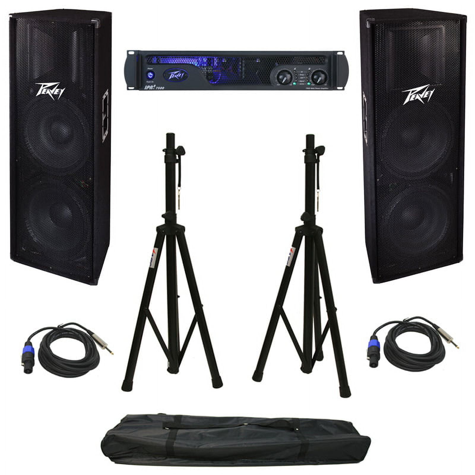 Peavey Ipr2 7500 Speaker Amplifier Amp Stands Cables (2) Pv 215 ...