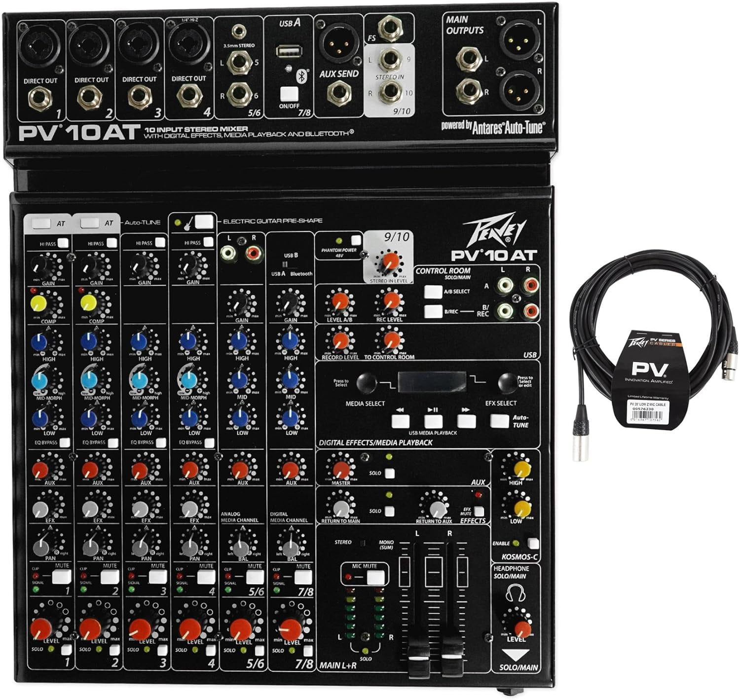 Peavey PV 10 AT 10 Channel Compact Mixing Mixer Console with Bluetooth ...