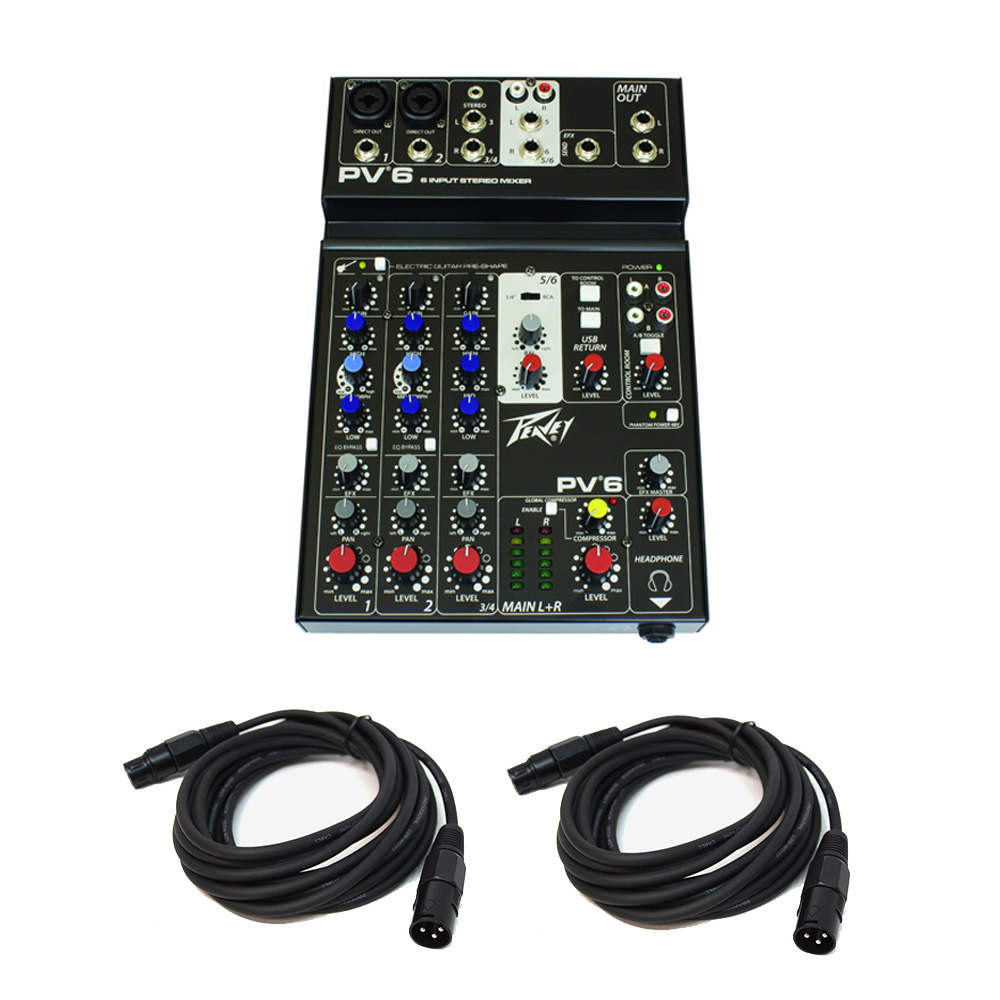 Peavey PV6 New Pro Audio DJ Live Sound Studio 6 Channel Slim Mixer (2 ...