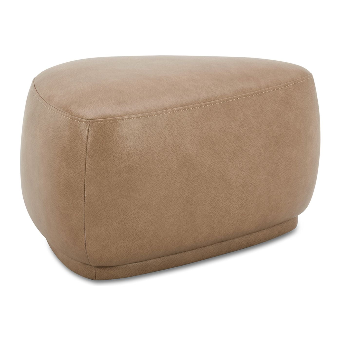 Pebble 26" Rounded Triangle Cocktail Ottoman,Tuscan Tan Brown Top Grain ...