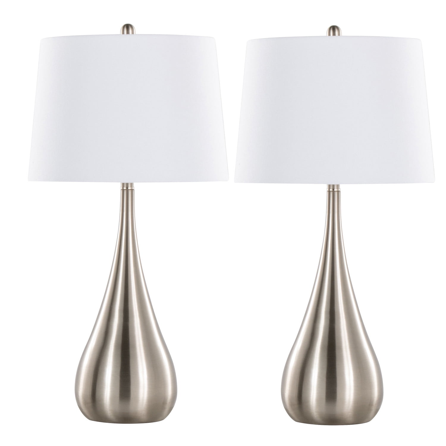 Pebble 29” Contemporary Metal Table Lamp in Brushed Nickel with White ...