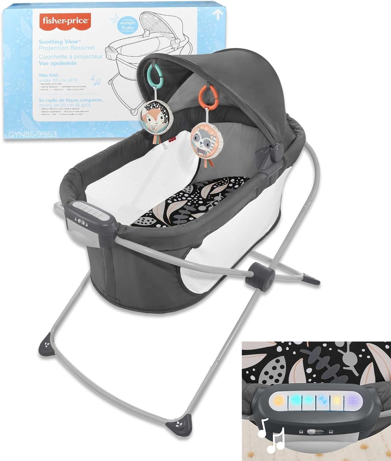 Pebble Baby Crib Soothing View Bassinet - Portable Bassinet for Baby ...