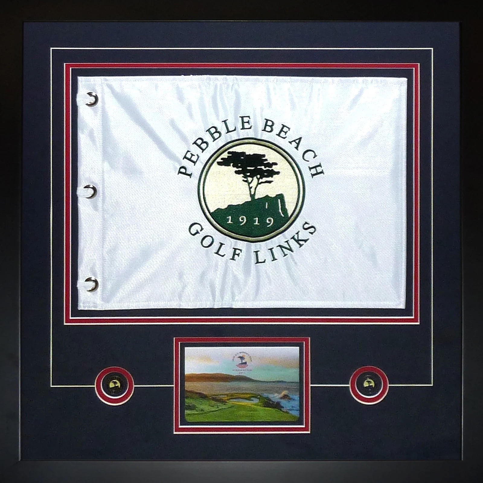 Pebble Beach Golf Links Golf Pin Flag Deluxe Framed with Scorecard and ...