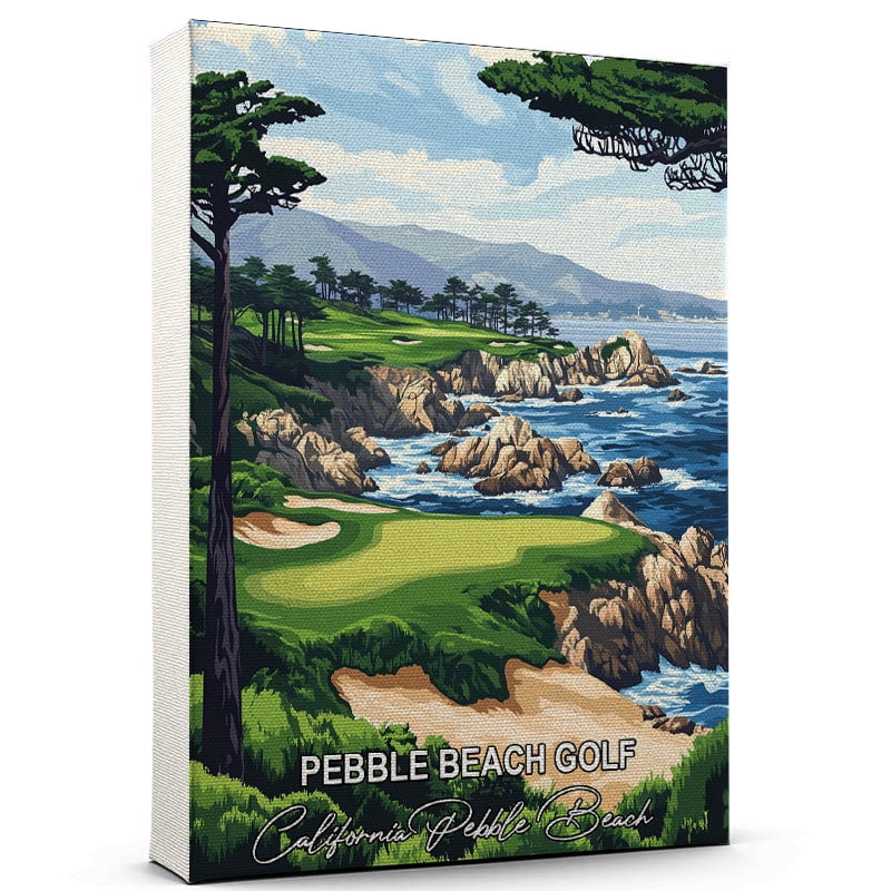 Pebble Beach Golf Travel Canvas Wall Art – California Pebble Beach ...
