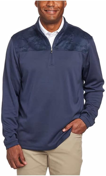 Pebble Beach Men Contrast 1/4 Zip Pullover | Blue, Medium - Walmart.com
