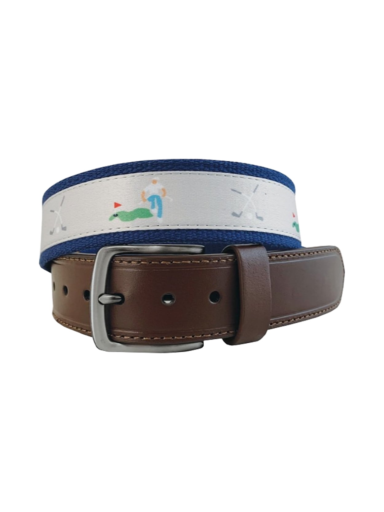 Pebble Beach Men's Bent Club Golf Belt with Genuine Leather End Tabs ...