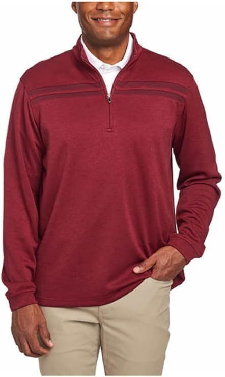 Pebble Beach Men's Dry-Luxe Performance 1/4 Zip Pullover (Red, Large ...