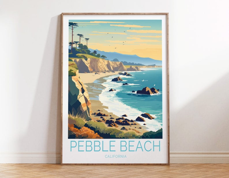 Pebble Beach Poster – Monterey Coastal Wall Art, Pebble Beach Print ...