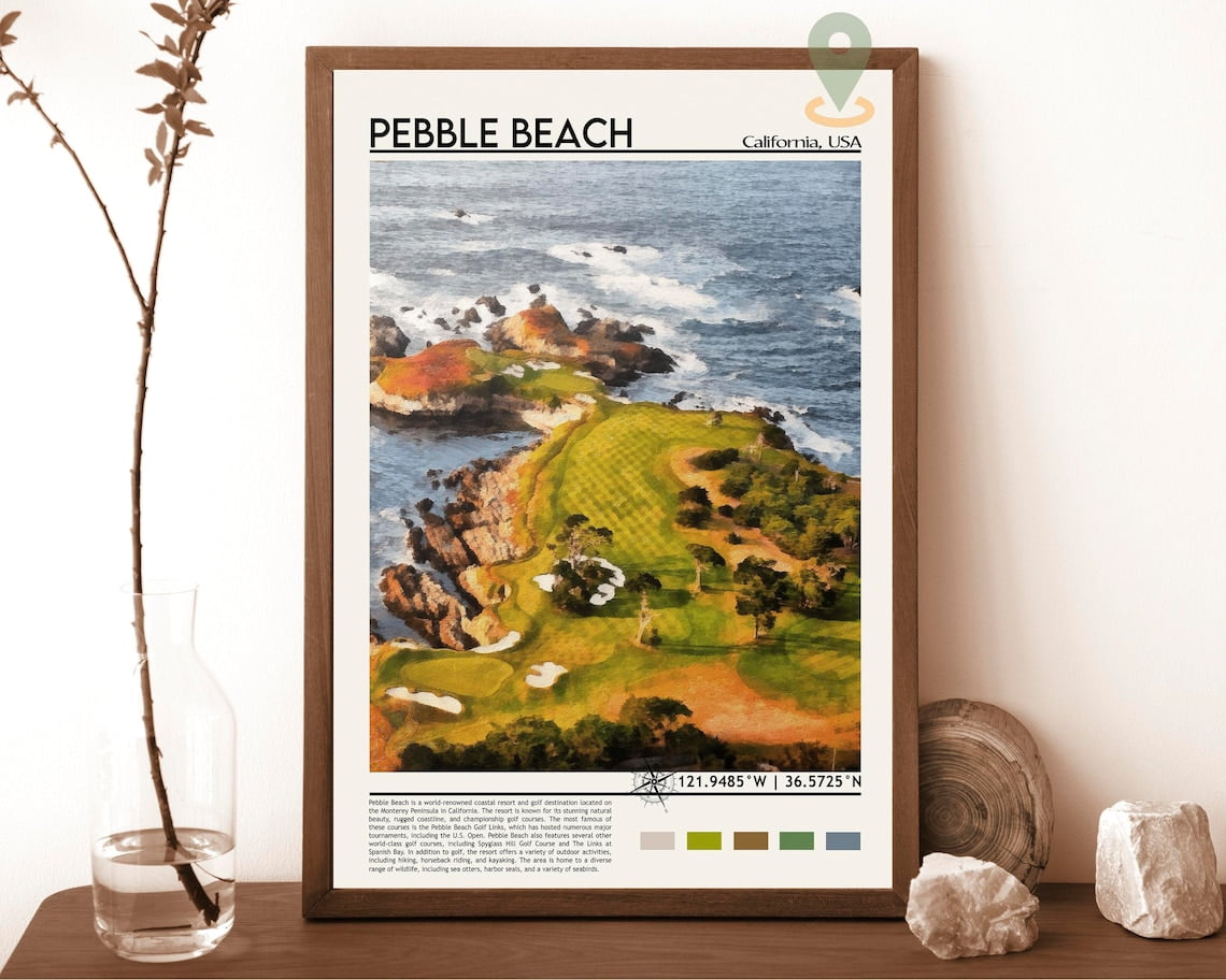 Pebble Beach Print, Pebble Beach Poster, Pebble Beach Art, Pebble Beach ...