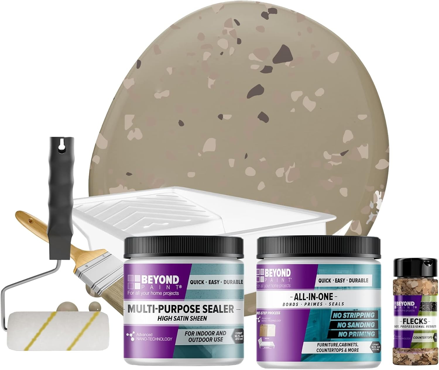 Pebble Countertop Makeover Kit with Paint, Sealer, Flecks and Tools for ...