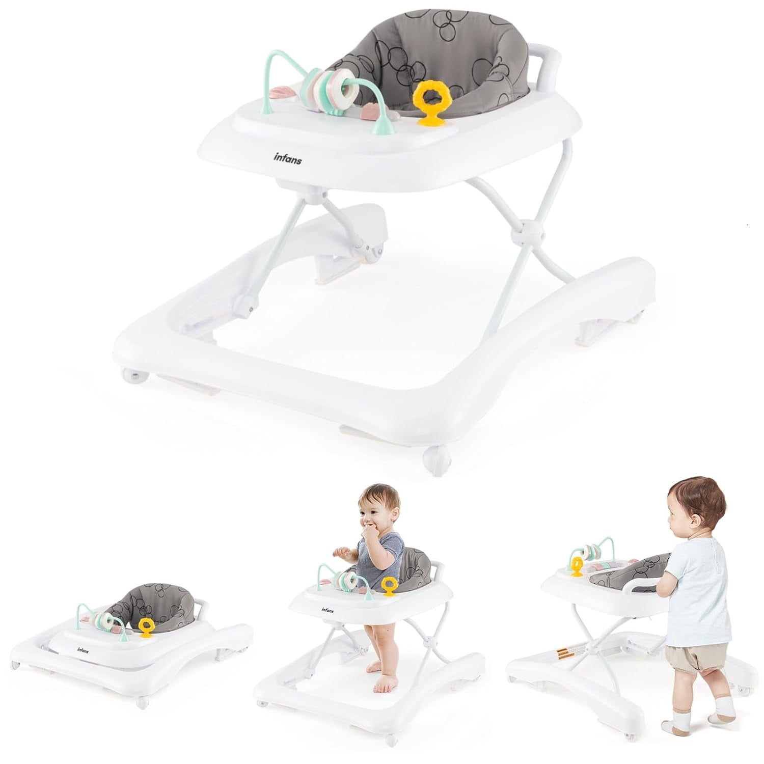 Pebble Foldable Baby Walker, 3 in 1 Toddler Leaning-Seated Walk-Behind ...