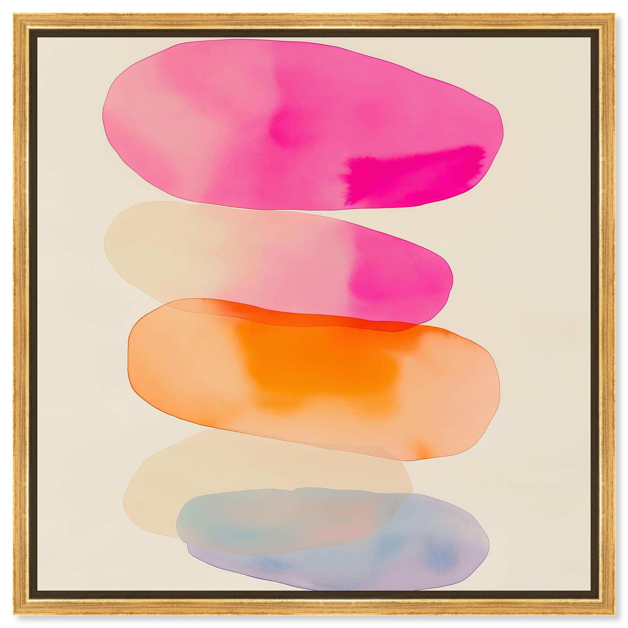 Pebble Palette Canvas Watercolor Abstracts by Art Remedy, Gold Frame ...