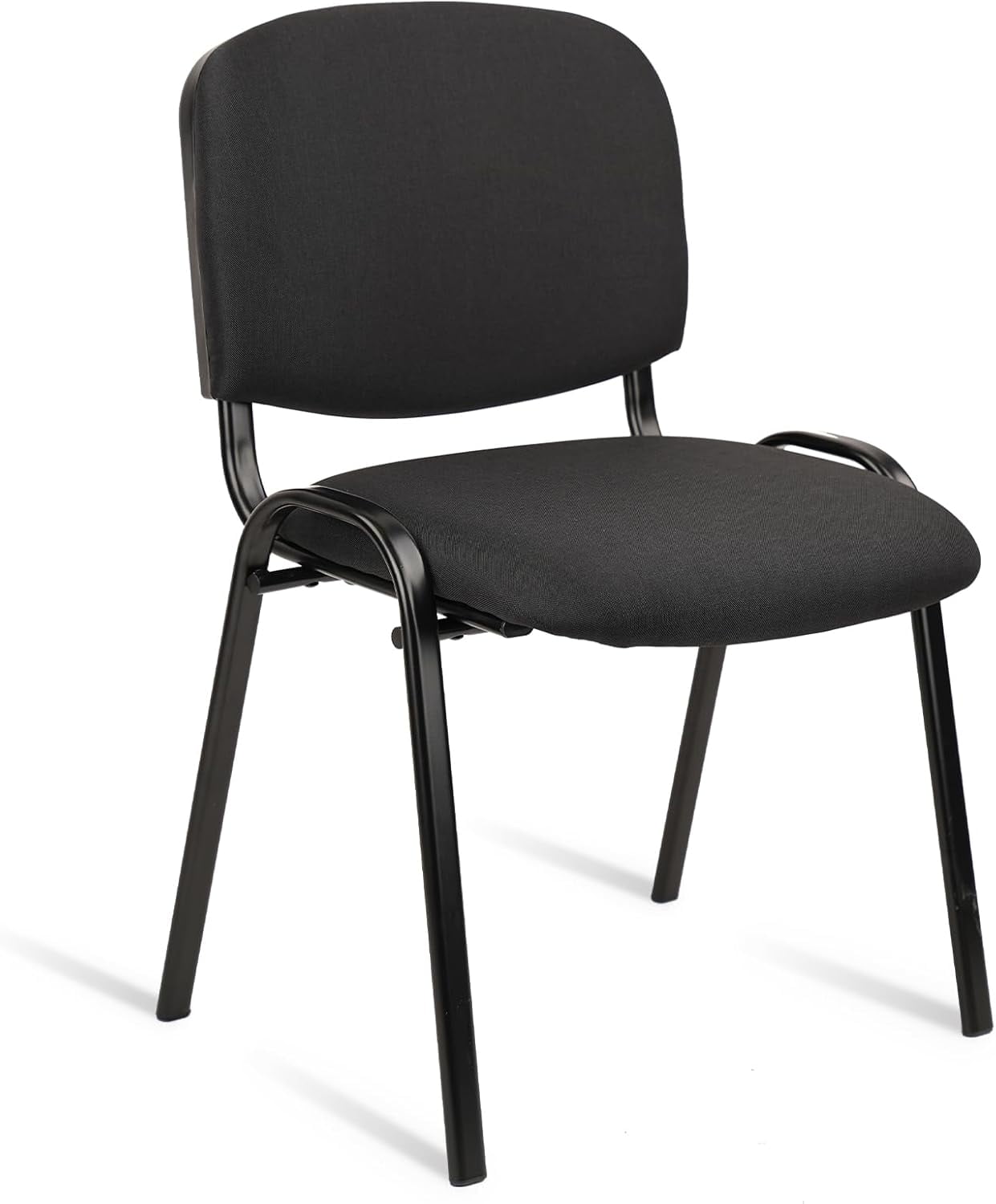 Pebble Stackable Waiting Room Chairs Fabric Black Reception Chair Metal ...