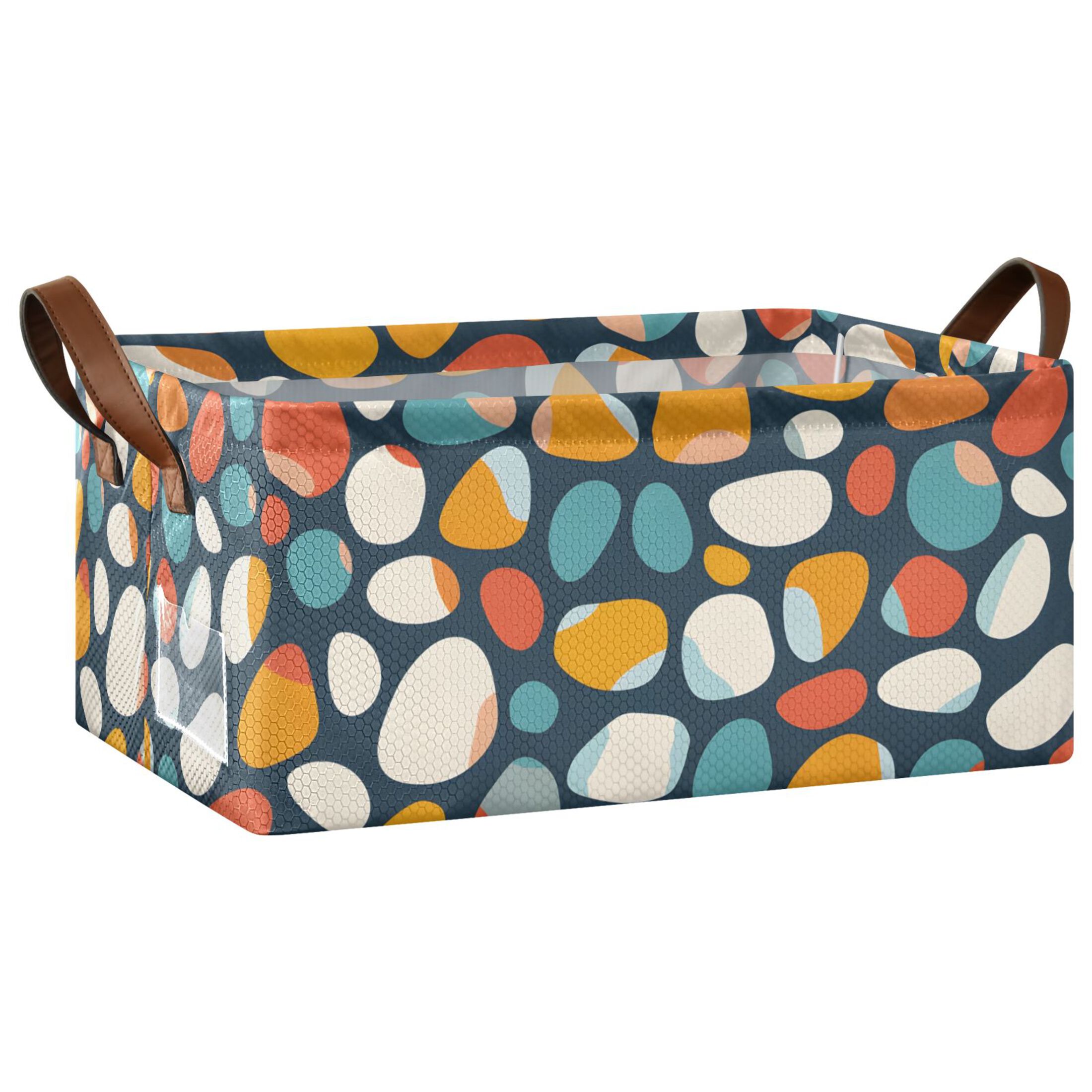 Pebble Stone Collapsible Storage Bins Fabric Shelf Baskets with Handles ...