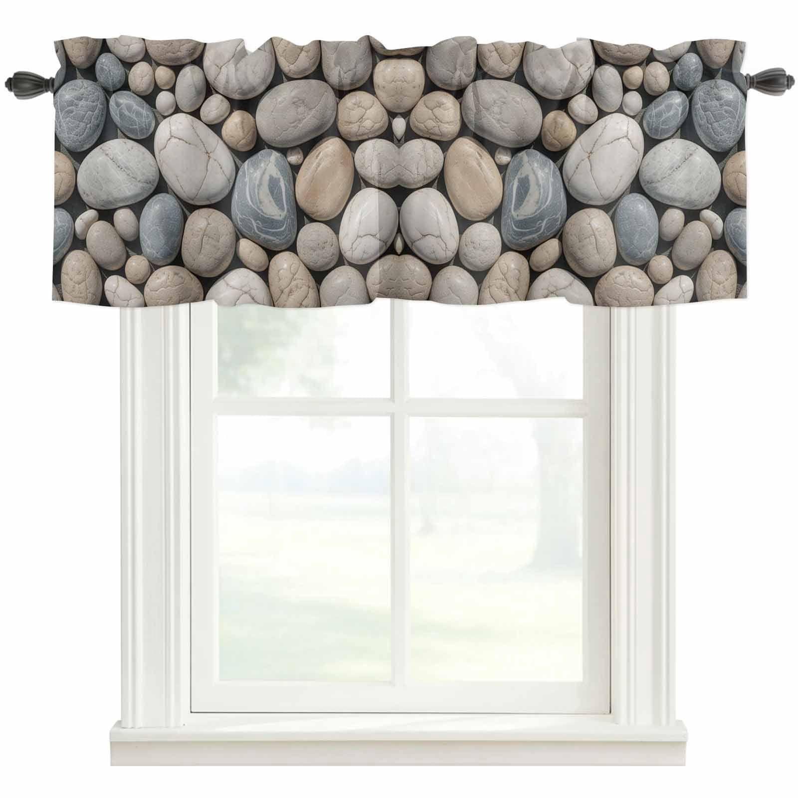 Pebble Stone Rod Pocket Curtain Valance, Modern Minimalist Nature Art ...