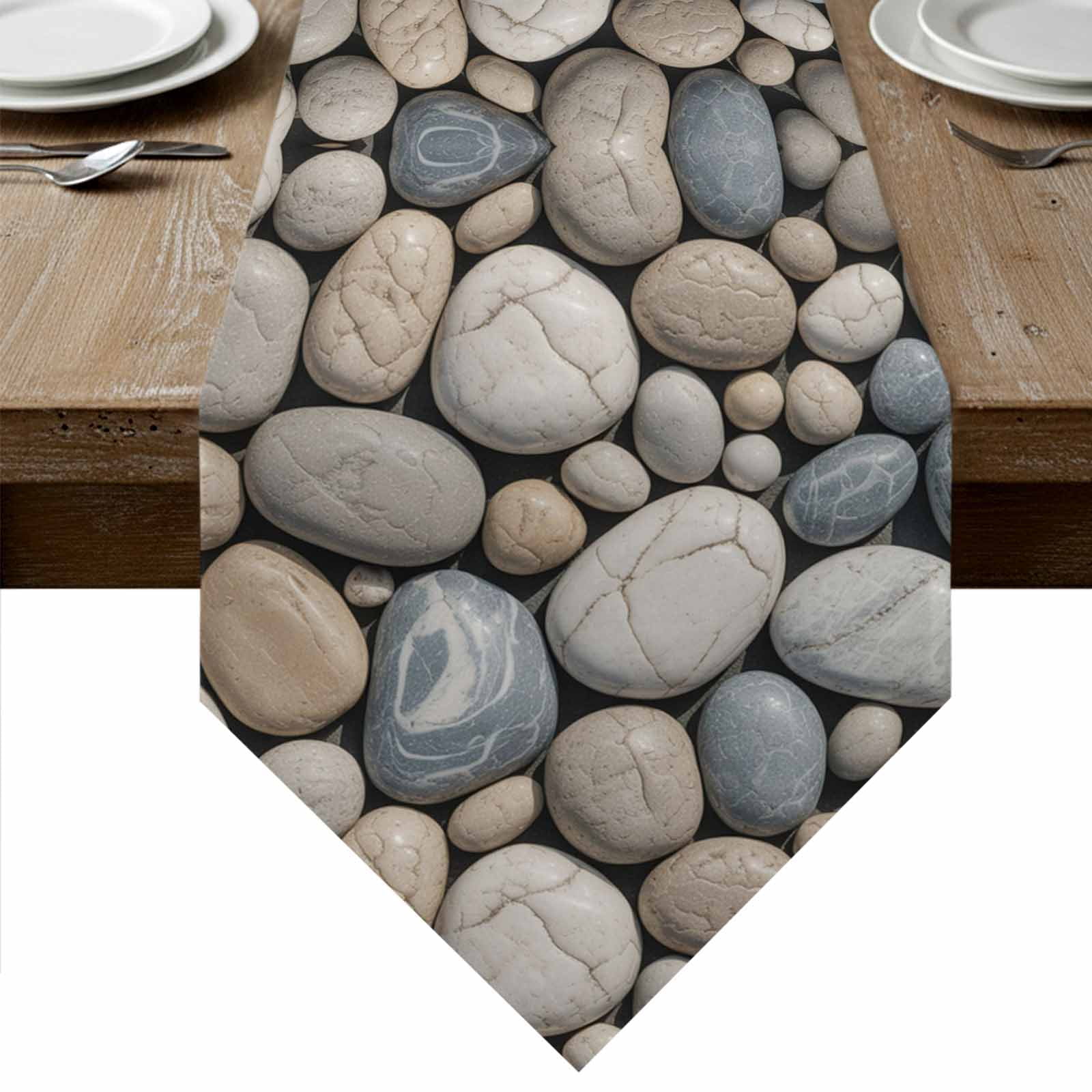 Pebble Stone Table Runner Linen Burlap Table Runner 72 Inches Long ...