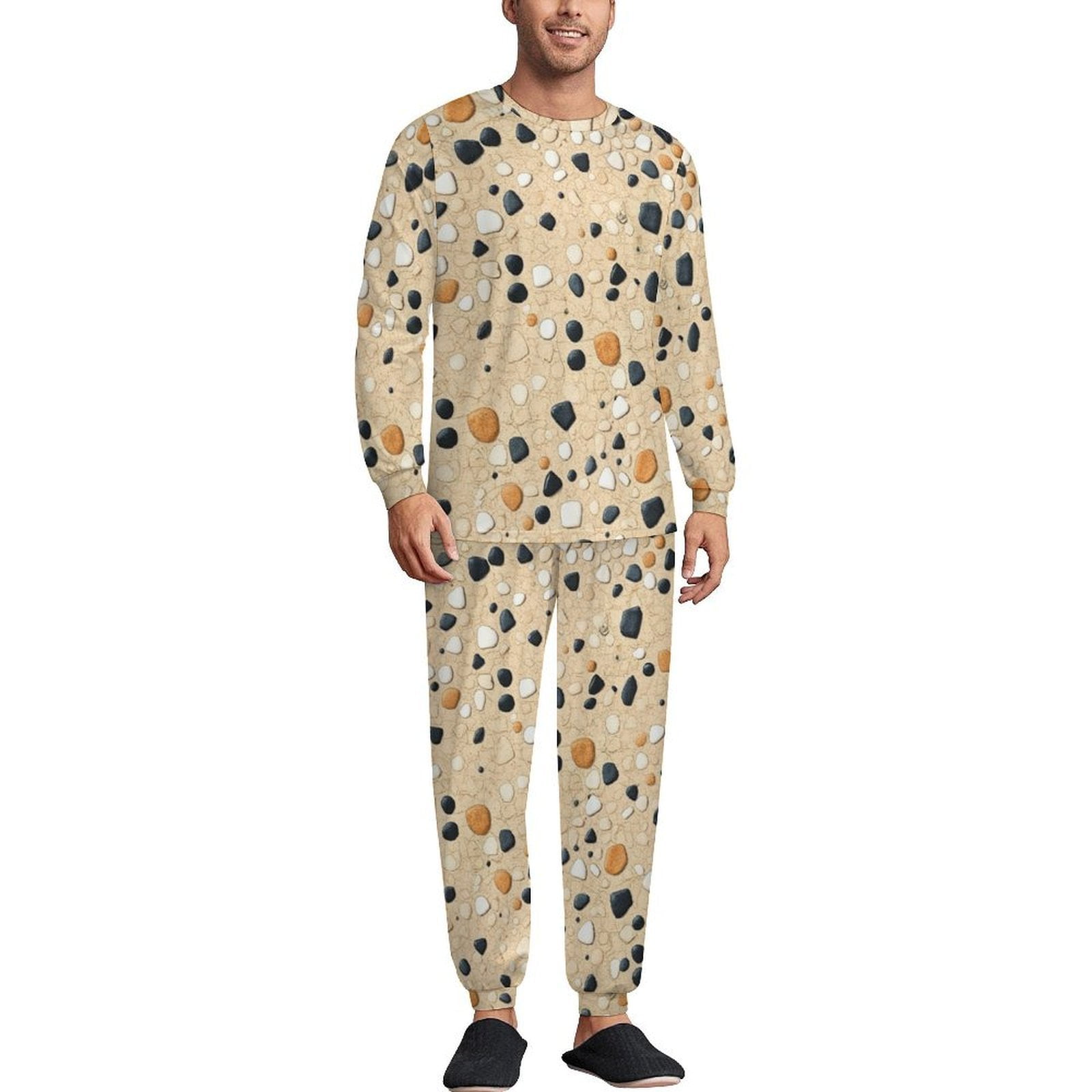 Pebble Stone Texture Background Pajamas Men Home Suit Winter Long ...