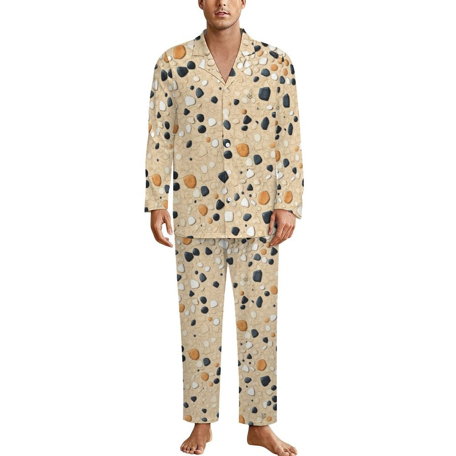 Pebble Stone Texture Background Sleepwear Autumn Casual Oversize Pajama ...