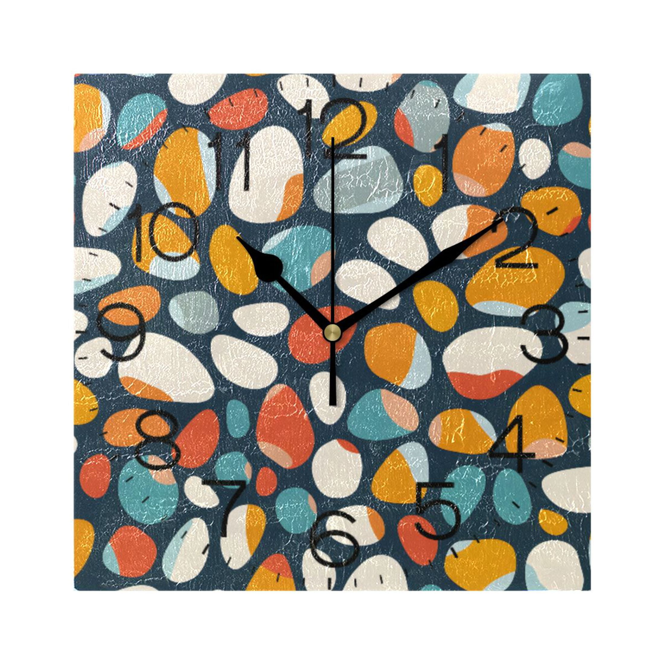 Pebble Stone Wall Clock 7.78" Non-Ticking Silent Battery Operated for ...