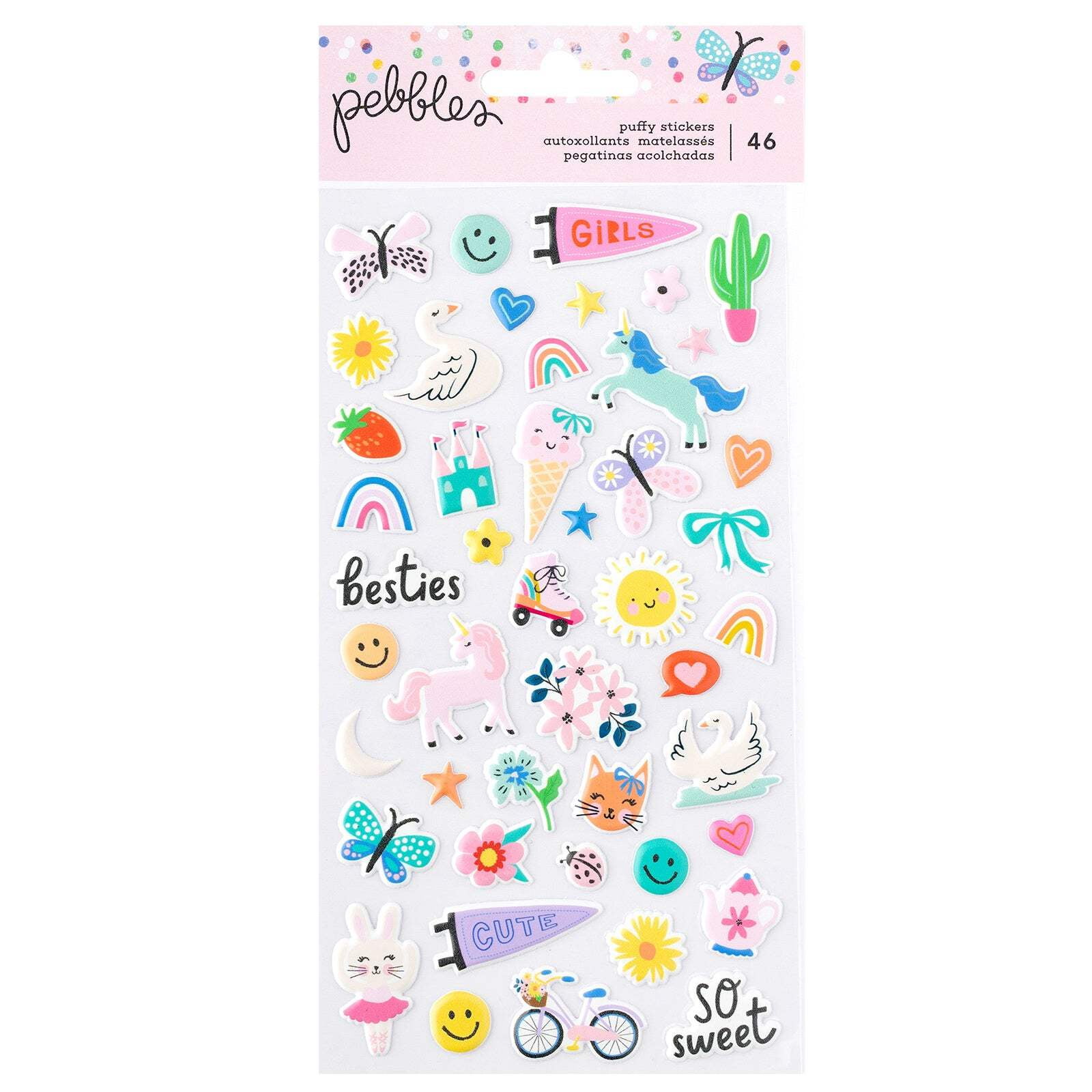 Pebbles Cool Girl Puffy Stickers 46/Pkg-Icons - Walmart.com